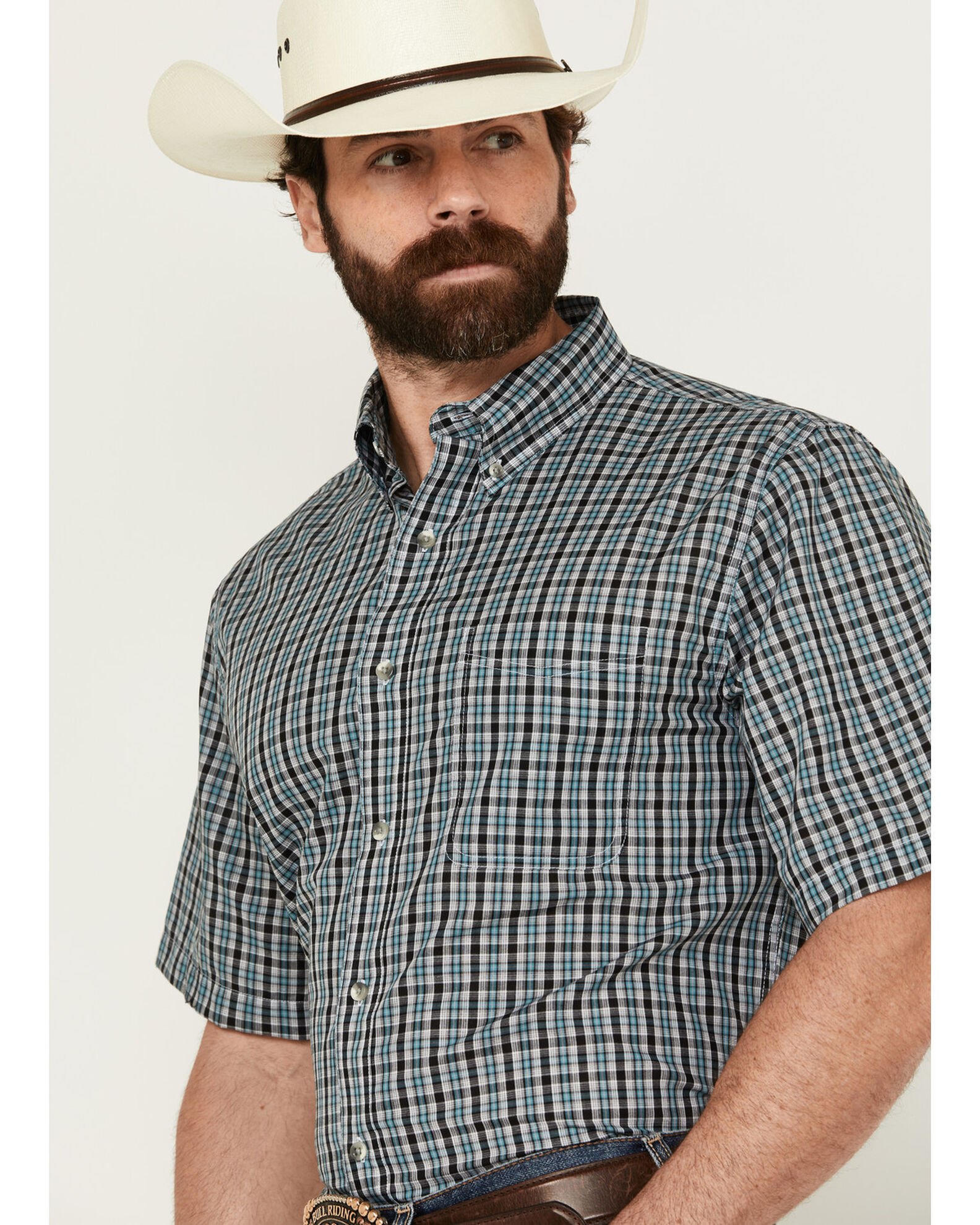 Product Name Wrangler Riata Mens Assorted Plaid Print Short Sleeve