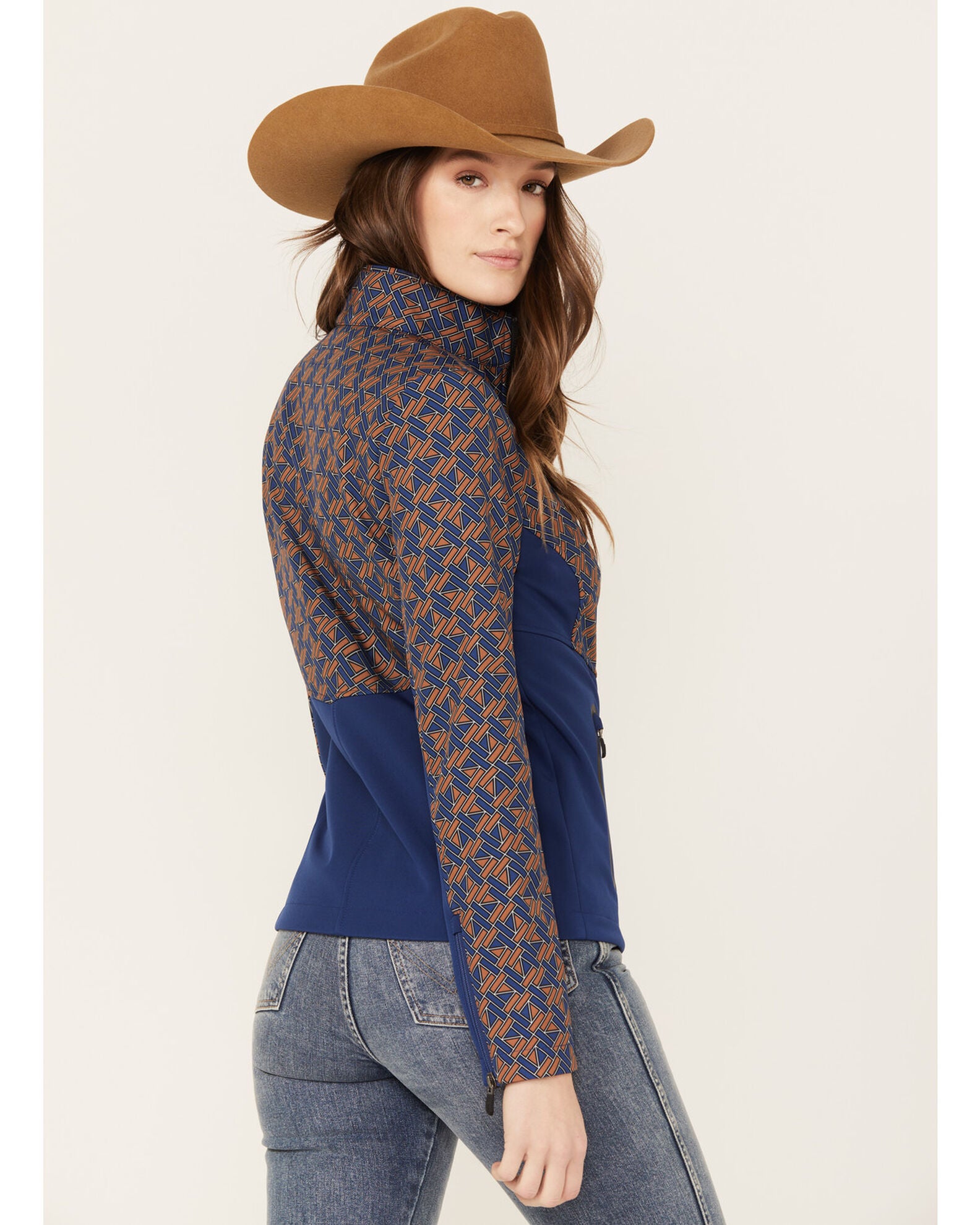 RANK 45® Women's Fannie Geo Print Softshell Jacket, Royal Blue