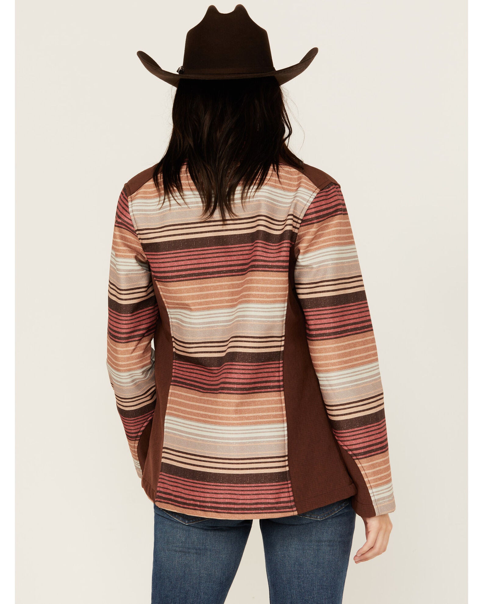Cowgirl Hardware Women's Desert Serape Striped Softshell Jacket, Brown