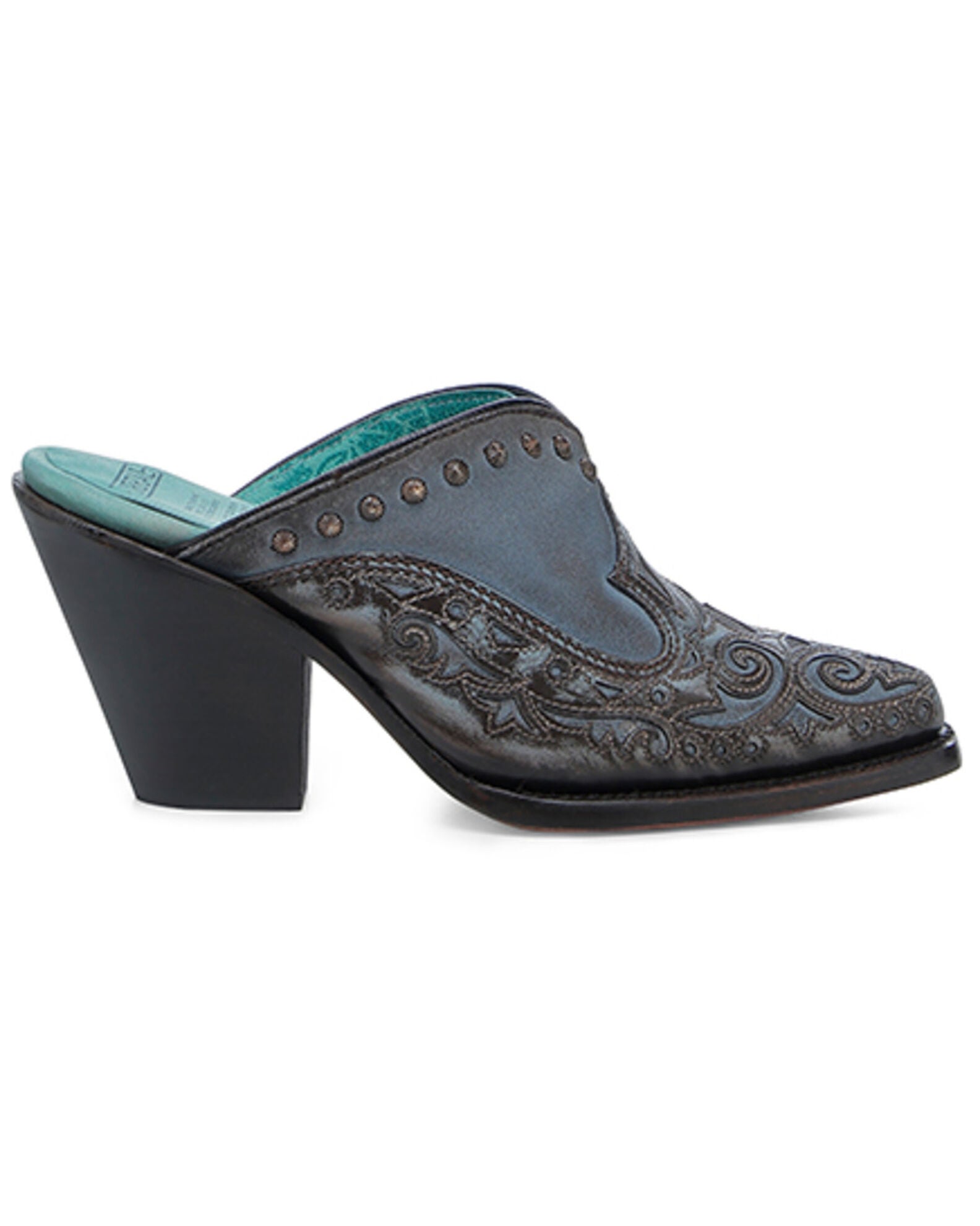 Corral Women's Inlay and Embroidered Mules, Blue