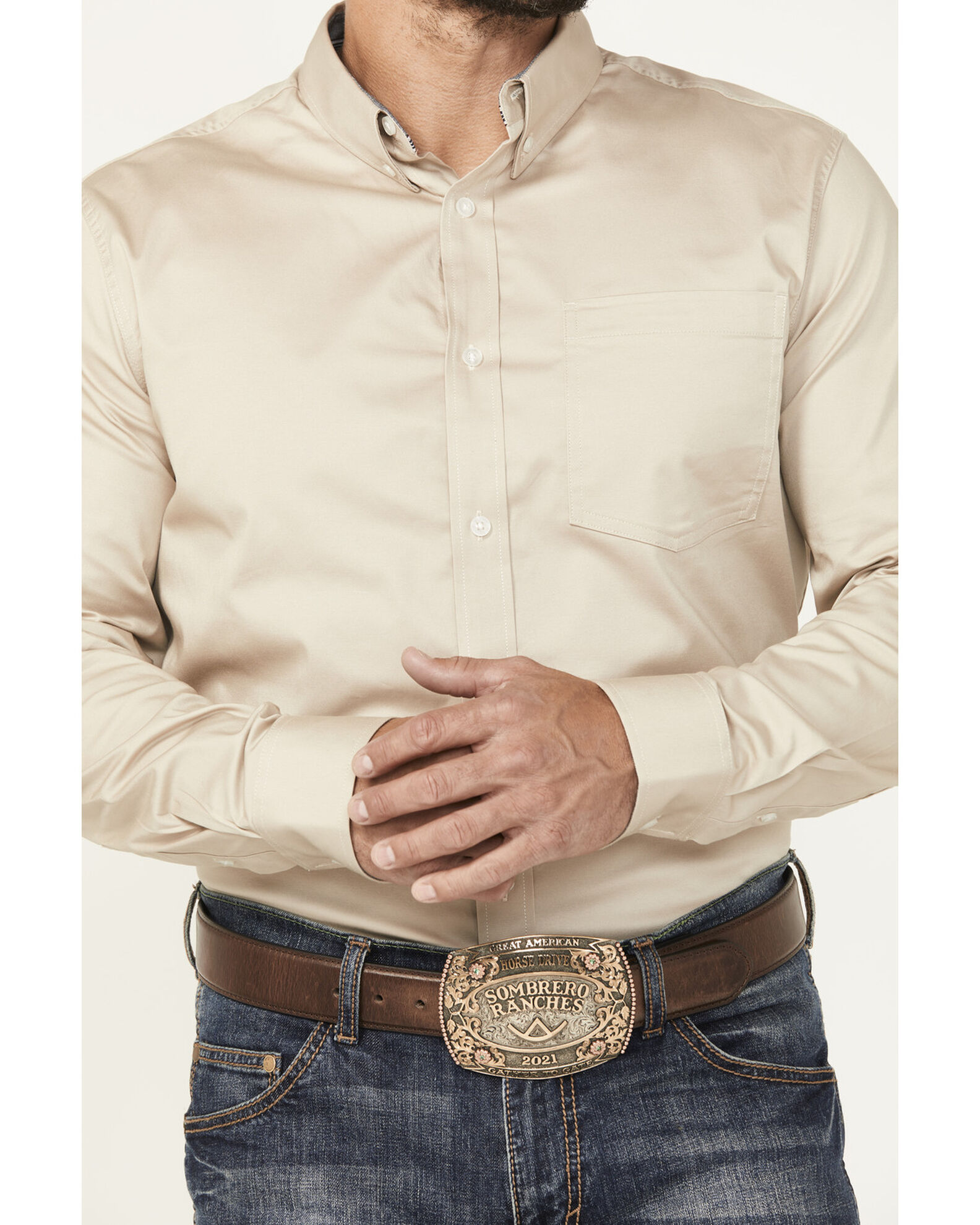 Cody James Mens Basic Twill Long Sleeve Button Down Performance