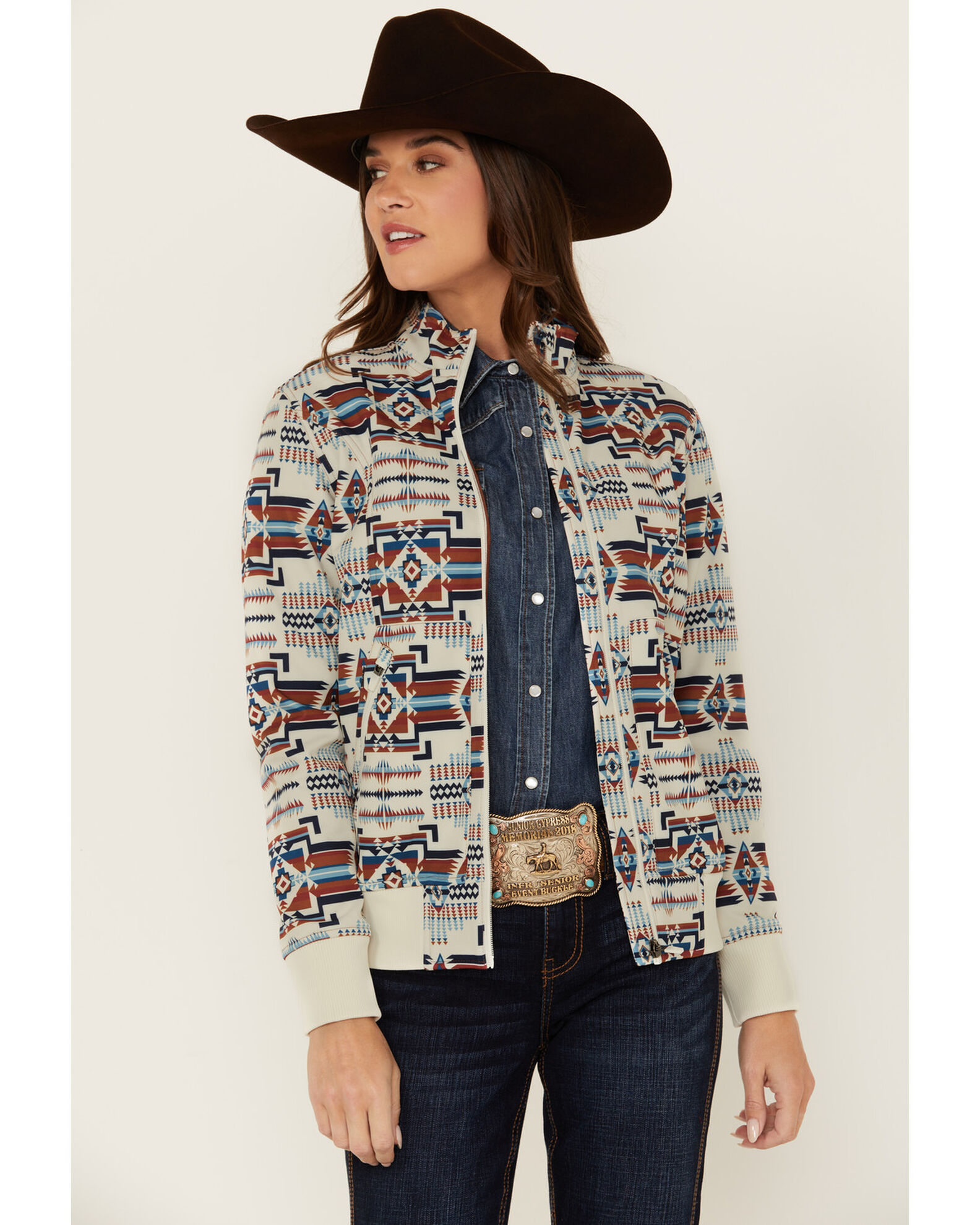 Product Name Shyanne Womens Maya Southwestern Print Softshell Bomber