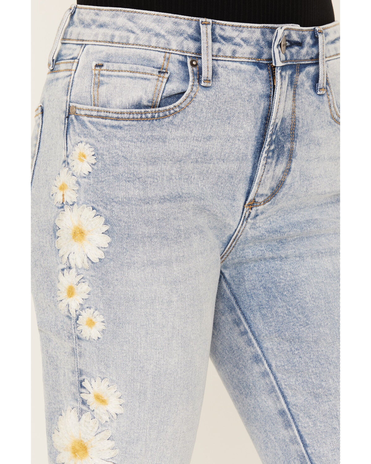 Driftwood Women's Daisy Daydream Light Wash High Rise Straight Cropped ...