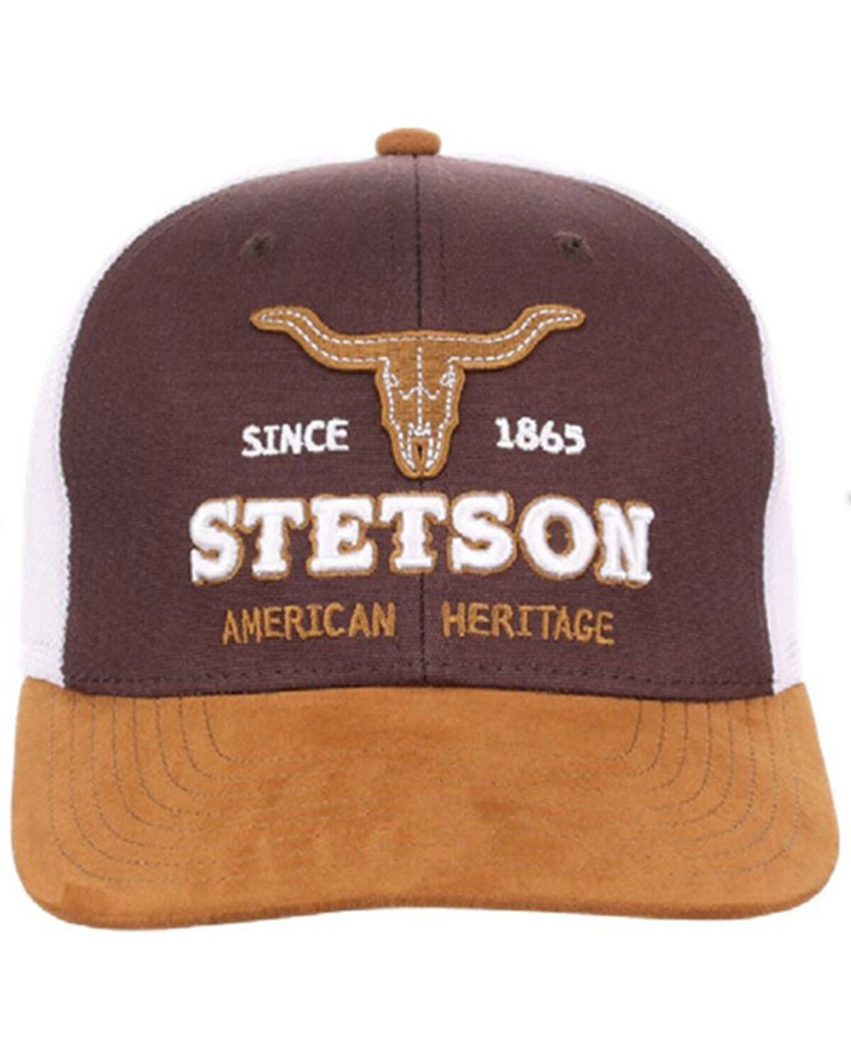Stetson Men's Embroidered Steer Head Trucker Cap, Brown