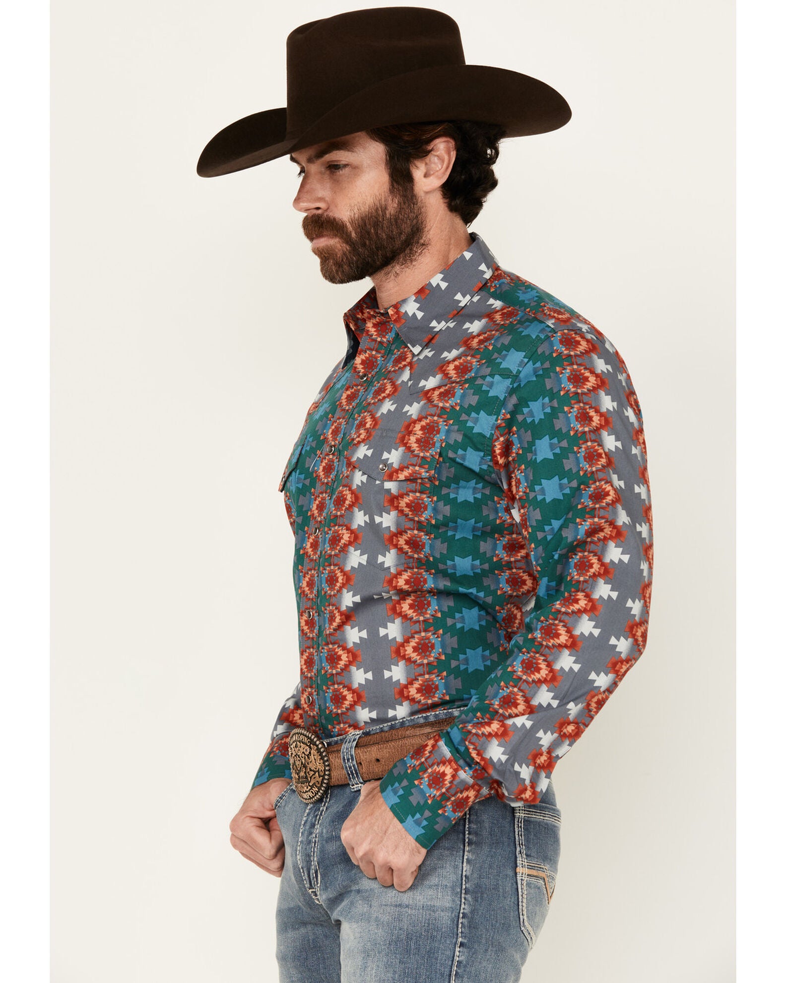 Product Name: Wrangler Men's Checotah Southwestern Print Long Sleeve ...