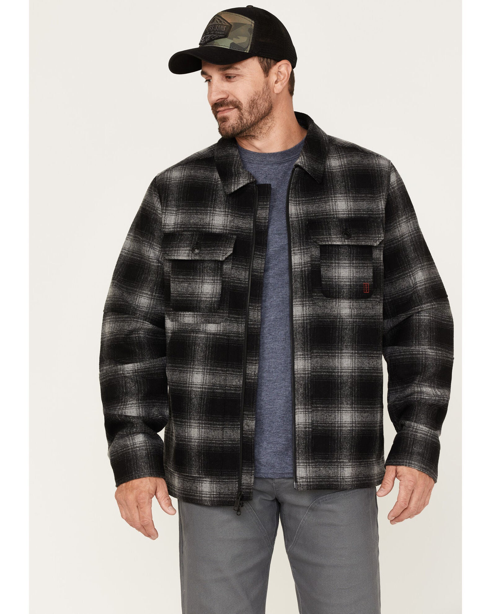 Product Name: Brothers and Sons Men's Wool Full Zip Plaid Print Jacket