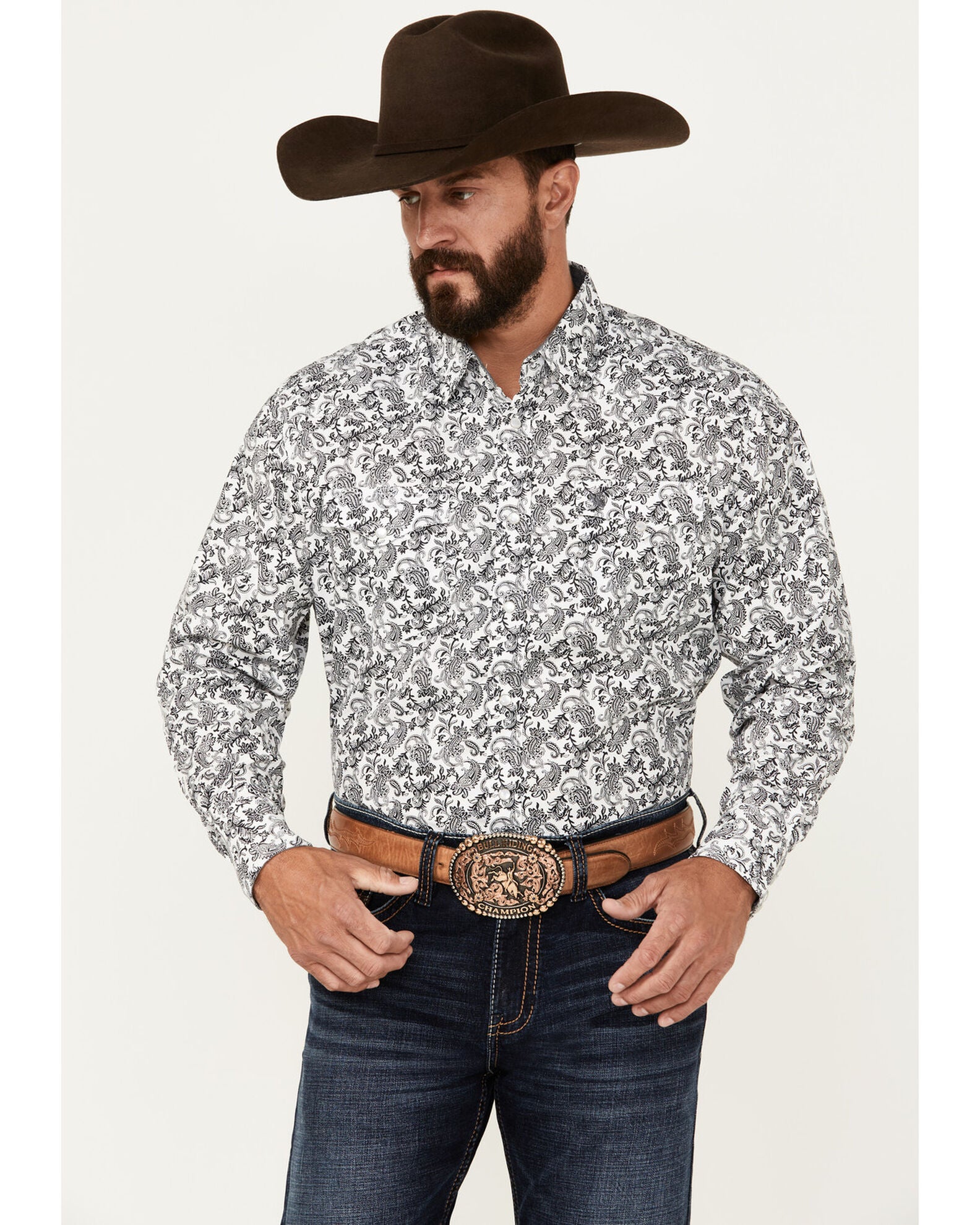 Product Name: Rodeo Clothing Men's Paisley Print Long Sleeve Pearl Snap ...