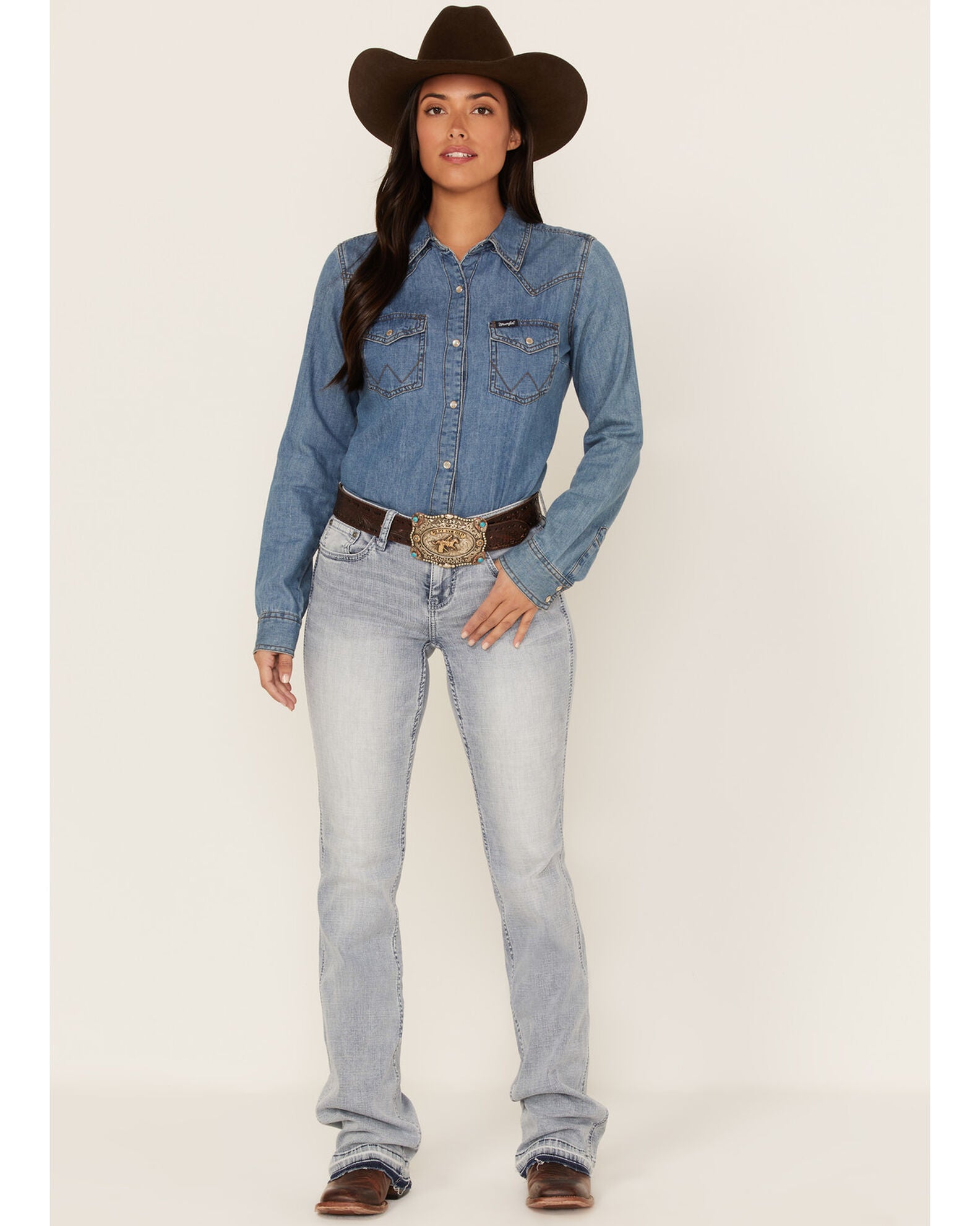 Product Name: RANK 45® Women's Light Wash Mid Rise Bootcut Riding Jeans