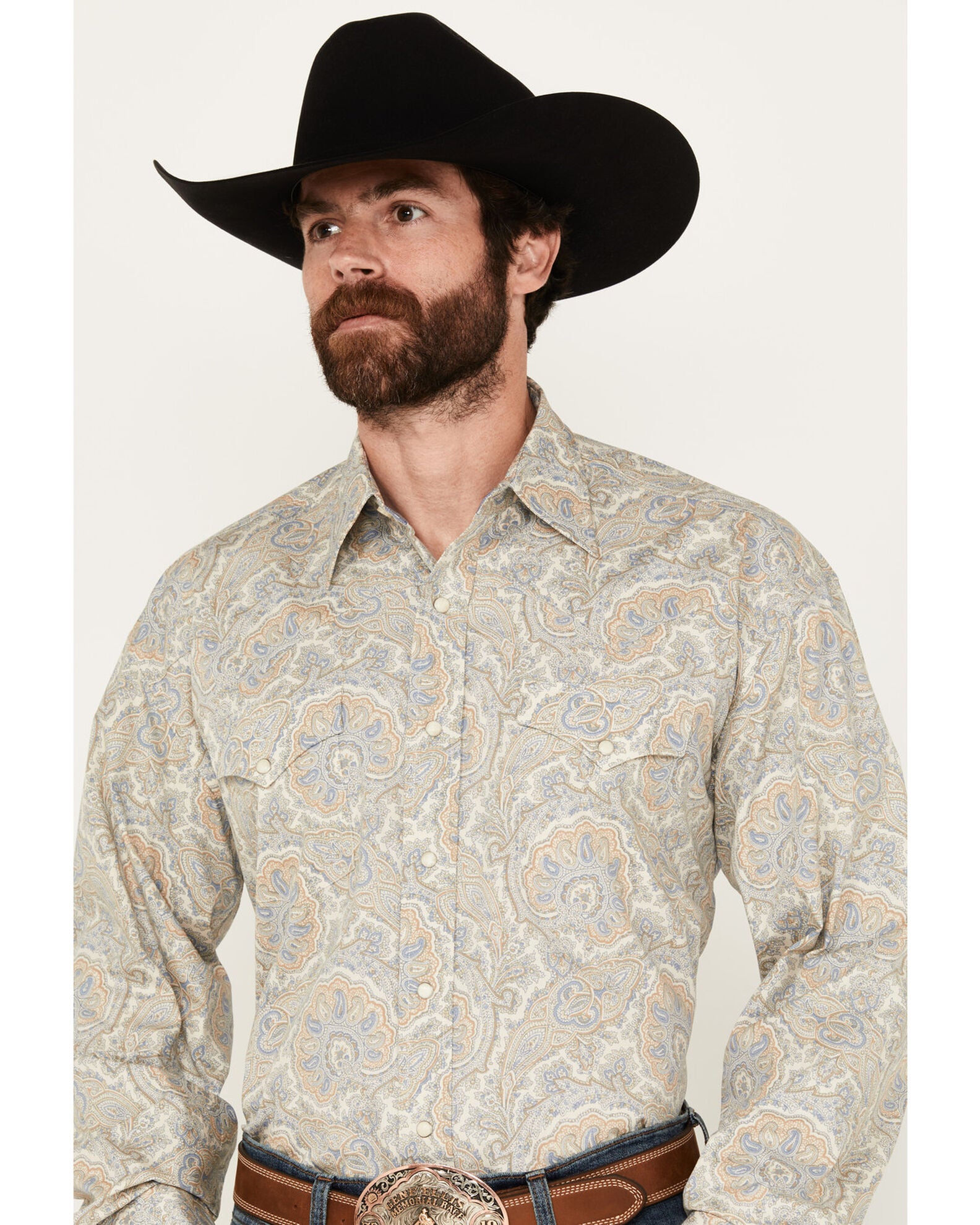 Product Name: Stetson Men's Paisley Print Long Sleeve Snap Western Shirt