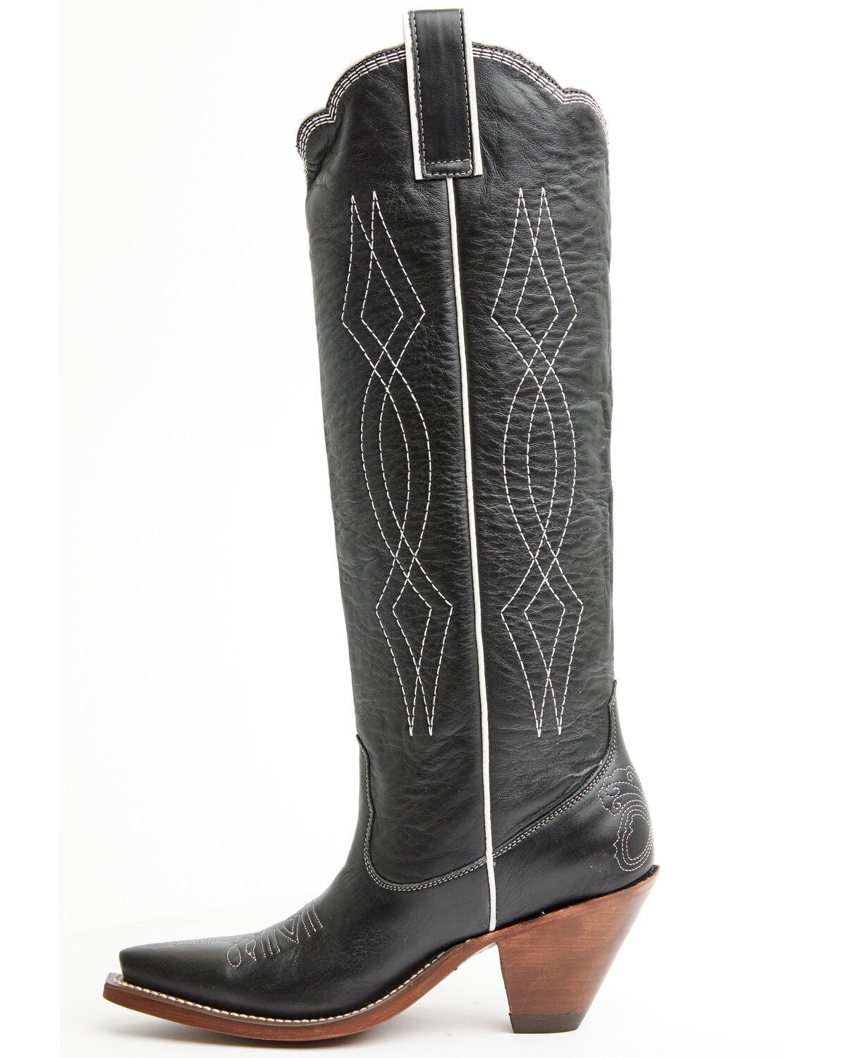 Besita Women's The Sunny Inlay Tall Western Boots - Snip Toe, Black/white