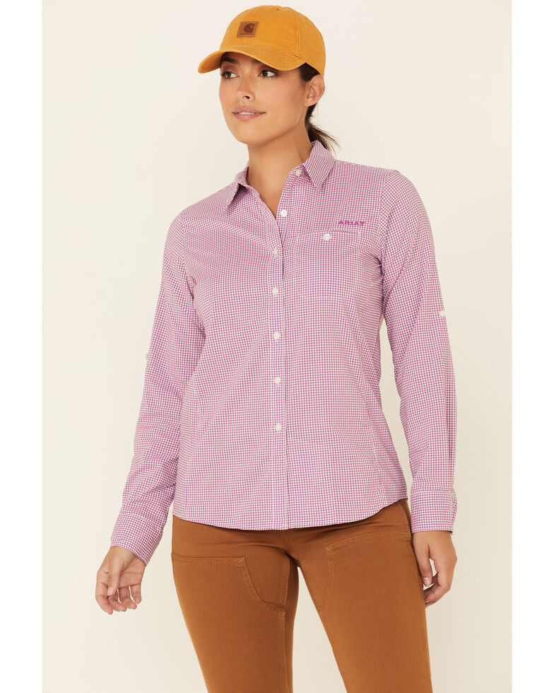 Ariat Womens Plaid Venttek Ii Long Sleeve Button Down Western Core