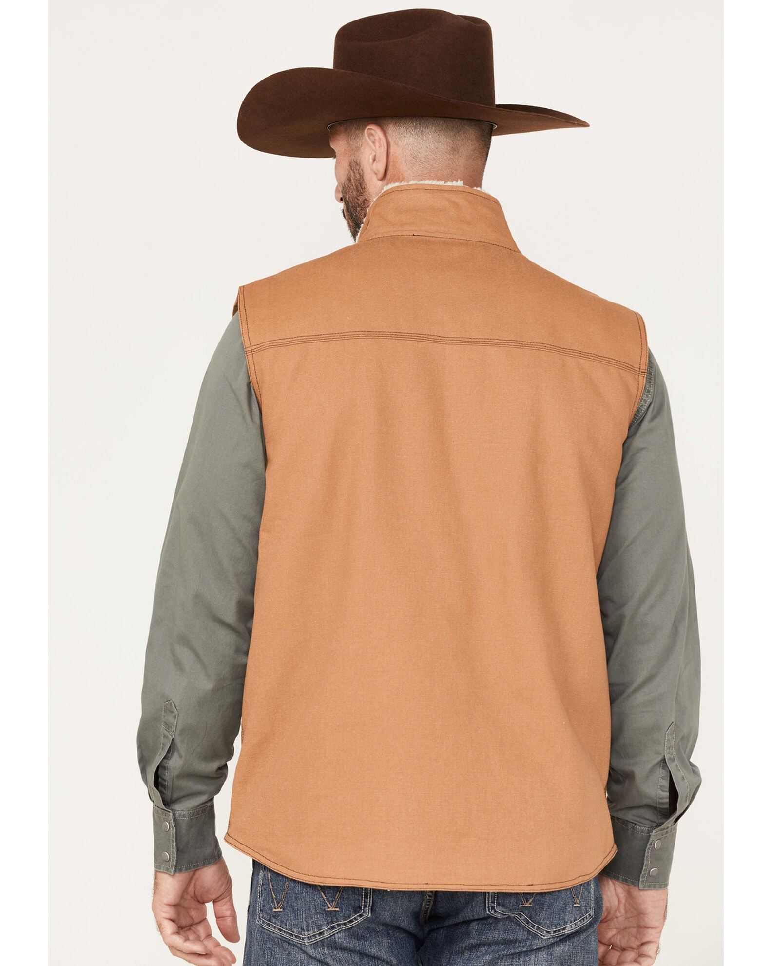 Cowboy Hardware Men's Ranch Canvas Berber Sherpa-Lined Vest, Camel