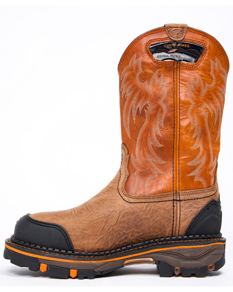 Cody James Mens Decimator Orange Top Western Work Boots Nano