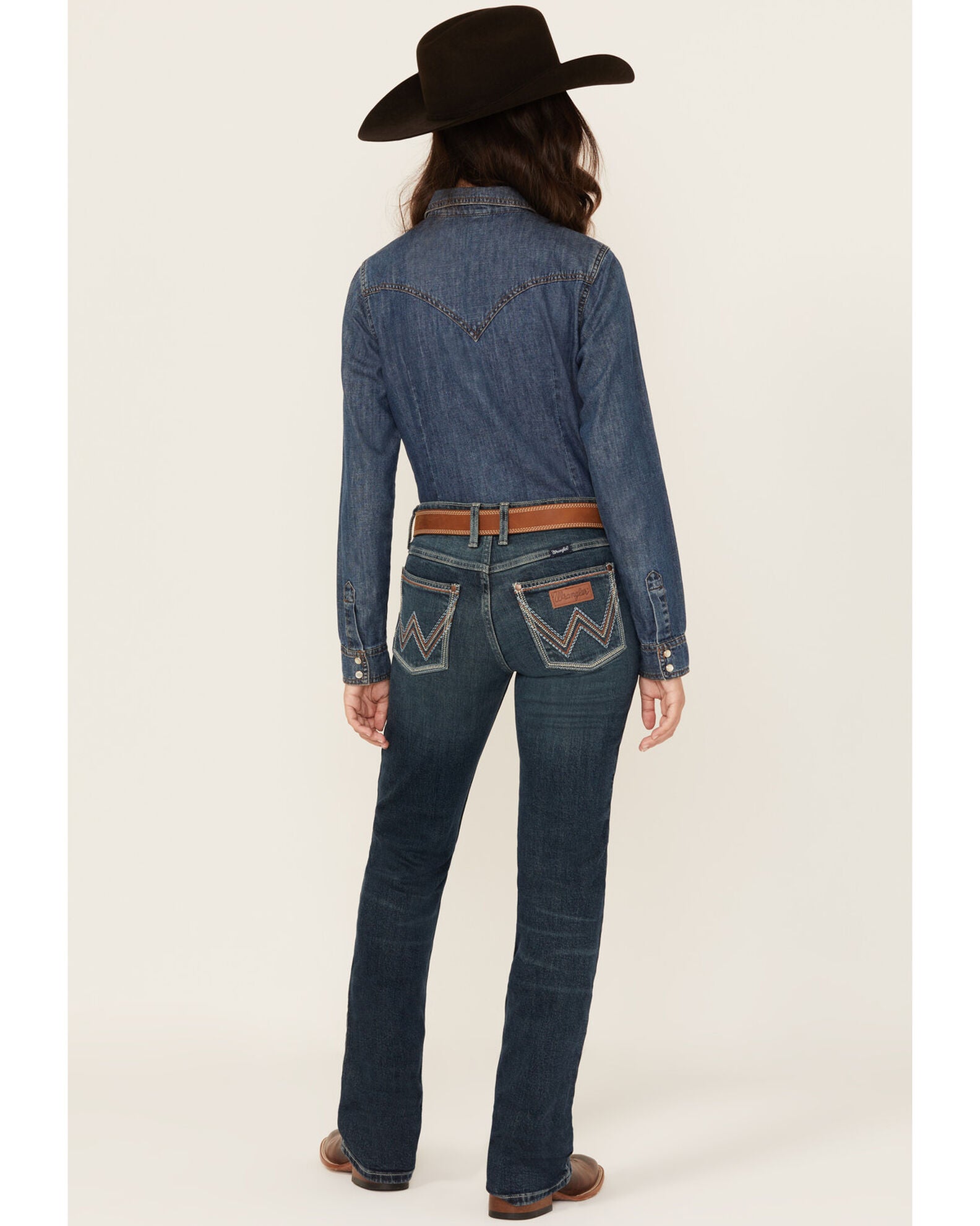 Wrangler Retro Women's Kayla Dark Wash Mid Rise Bootcut Stretch Denim Jeans, Dark Wash