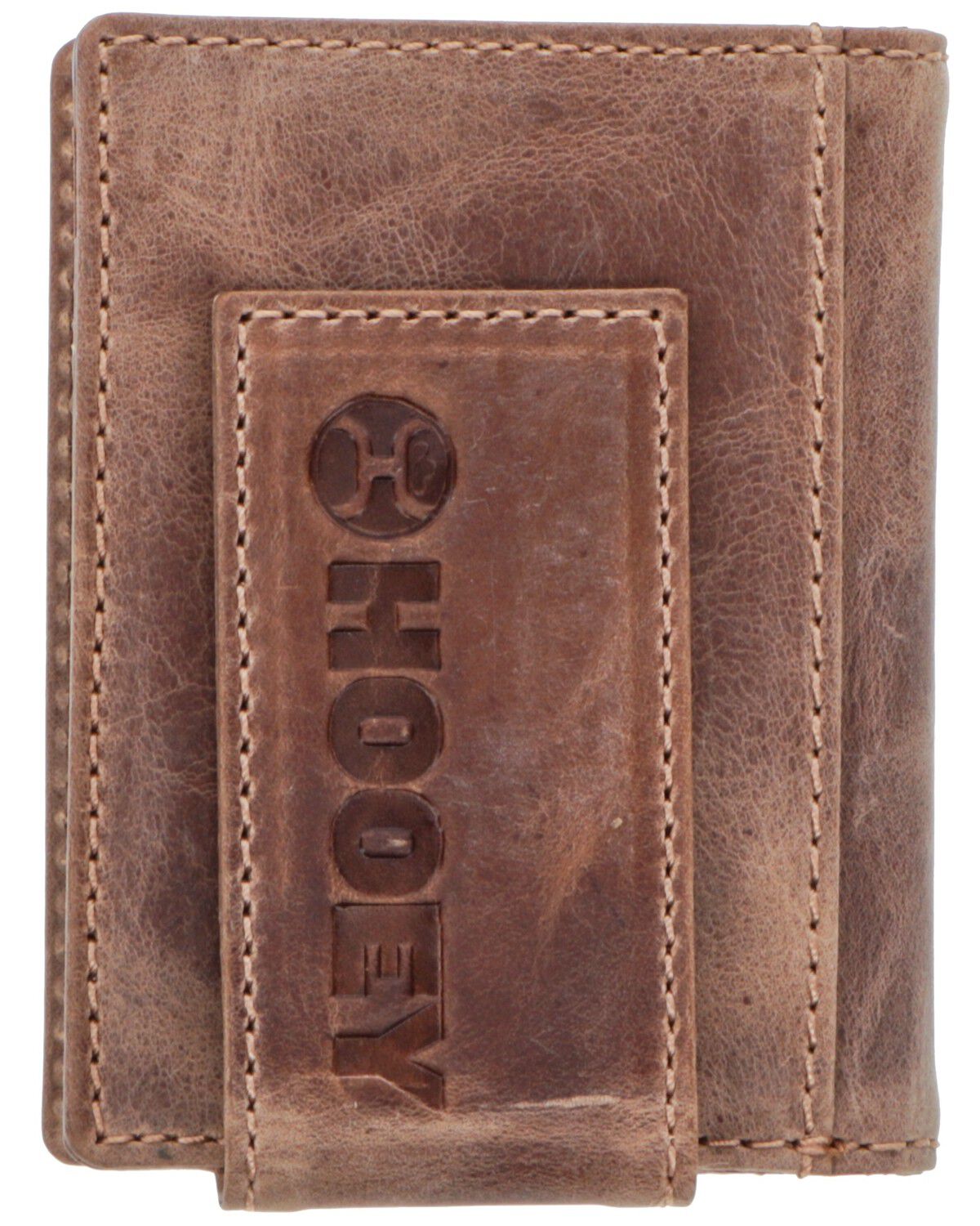 Hooey Men's Bifold Money Clip Leather Wallet, Brown