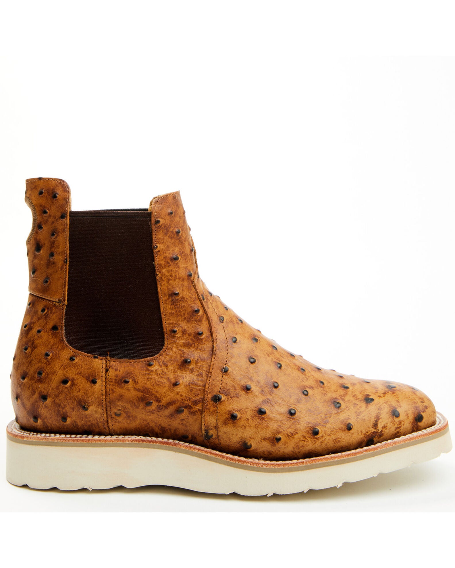 Horse Power Men's Saddle Ostrich Print Chelsea Boots - Square Toe,
