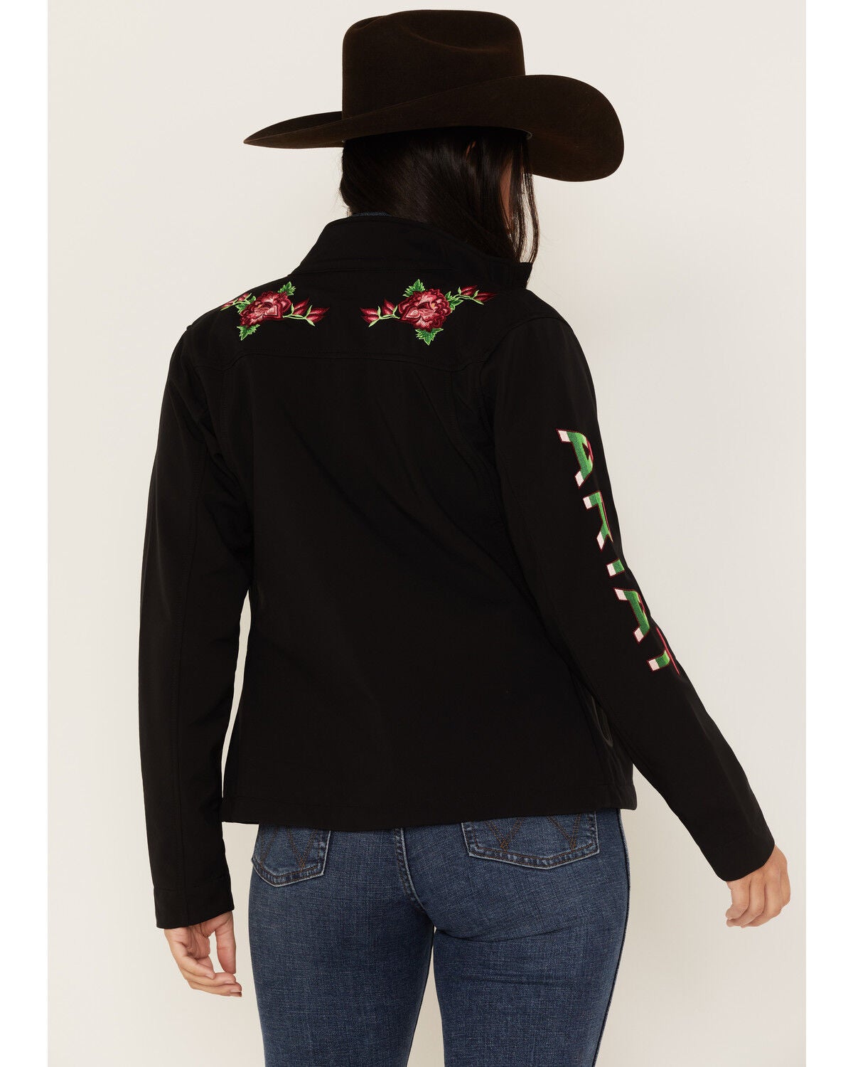 Ariat Women's Floral Embroidered Rosas Team Softshell Jacket, Black