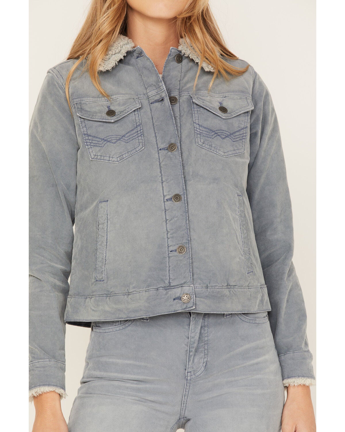 Idyllwind Women's Sherpa Lined Corduroy Jacket, Dark Blue