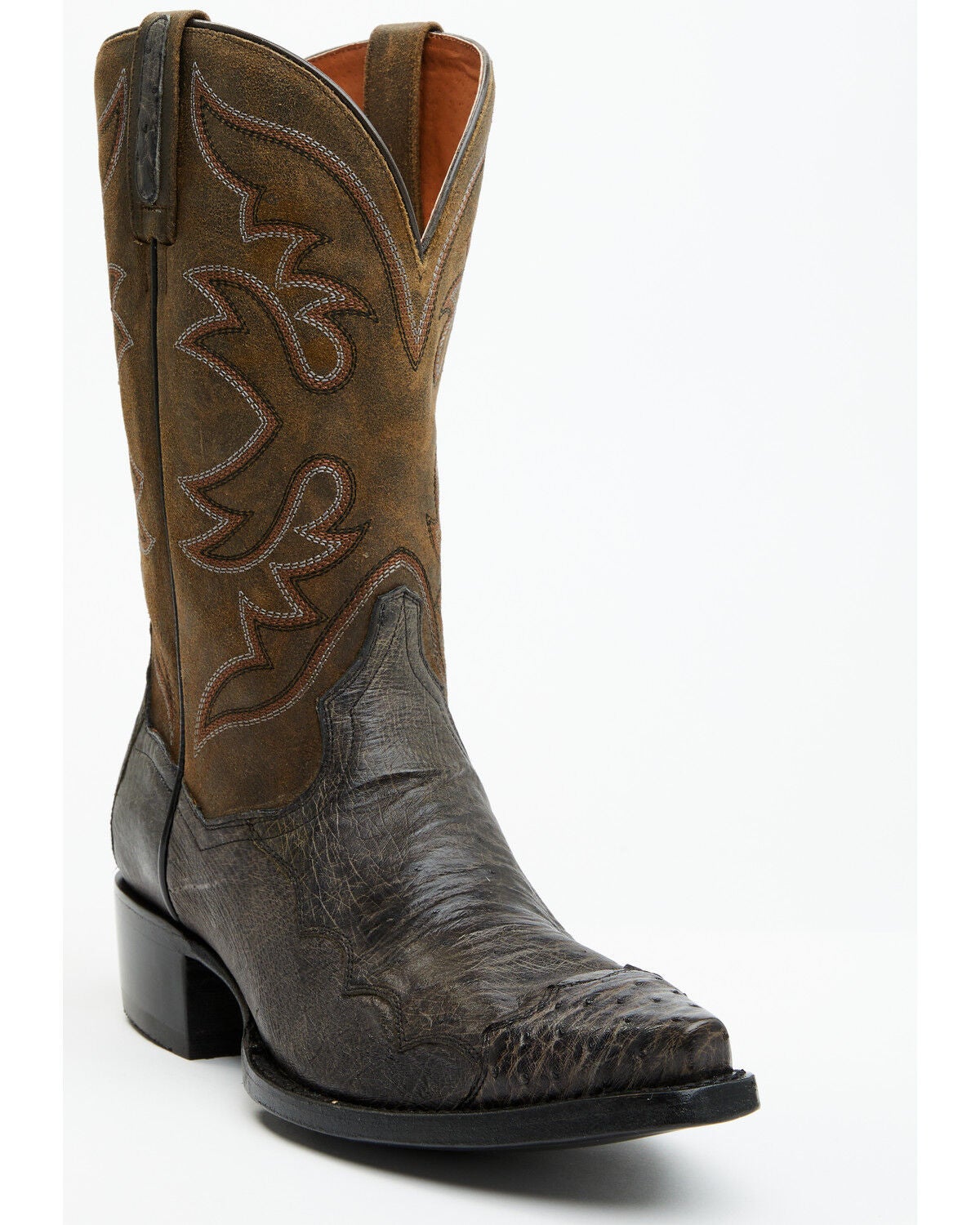 Dan Post Men's 12" Exotic Ostrich Western Boots - Snip Toe, Grey