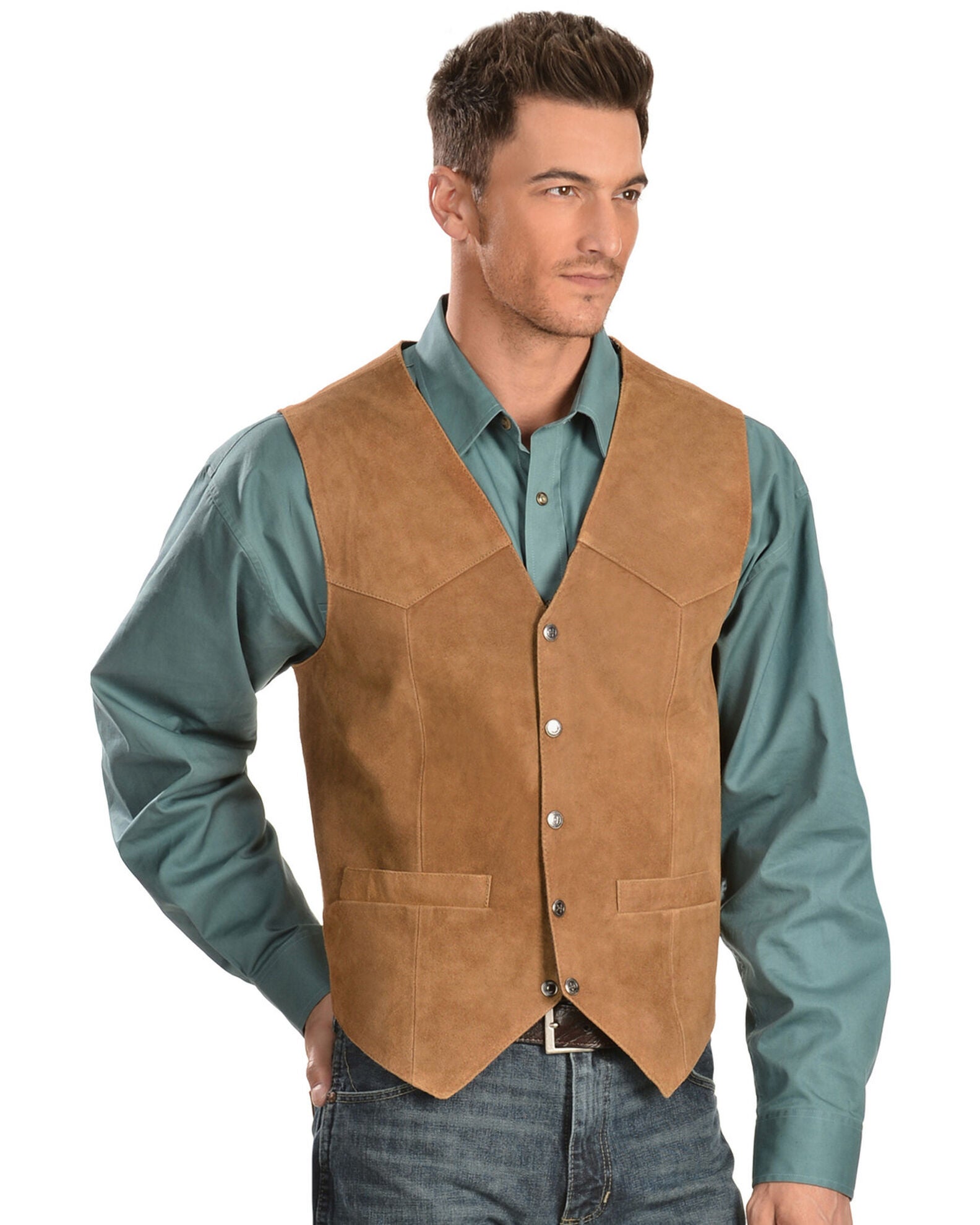 Product Name: Scully Men's Calfskin Suede Snap Front Vest