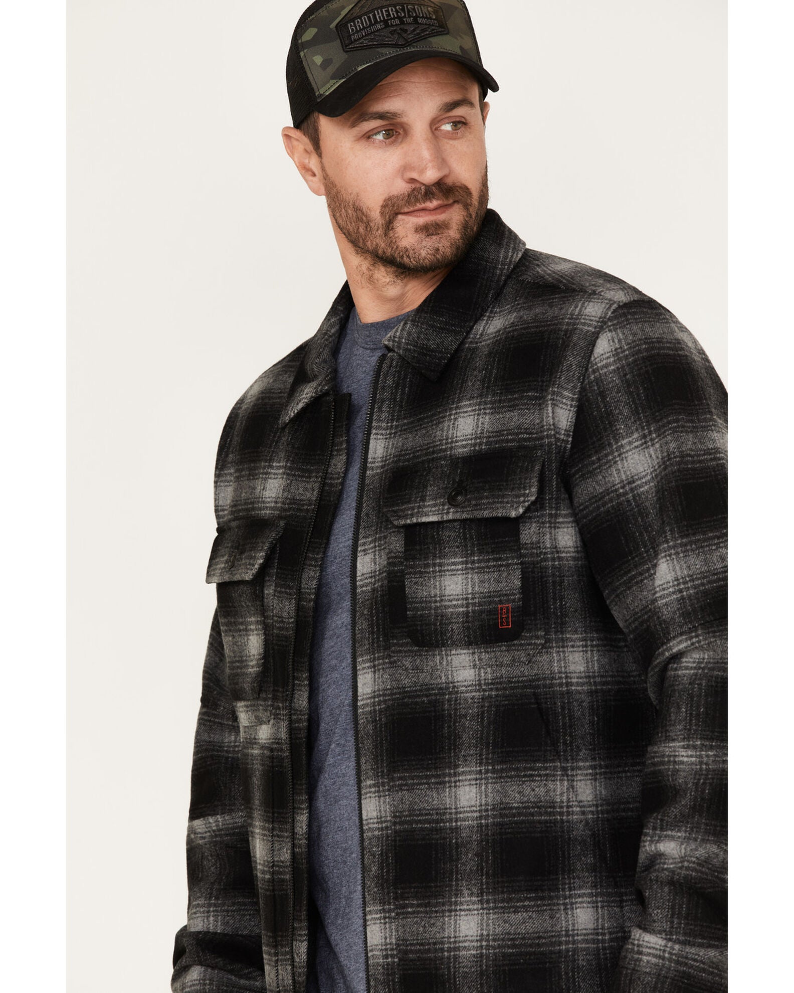 Product Name: Brothers and Sons Men's Wool Full Zip Plaid Print Jacket