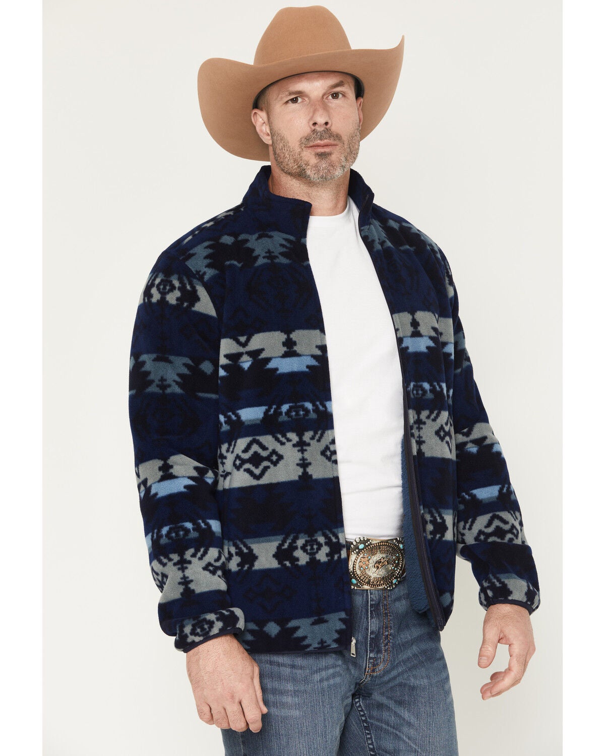Cody James Men's Barrens Southwestern Print Zip-Up Jacket, Blue