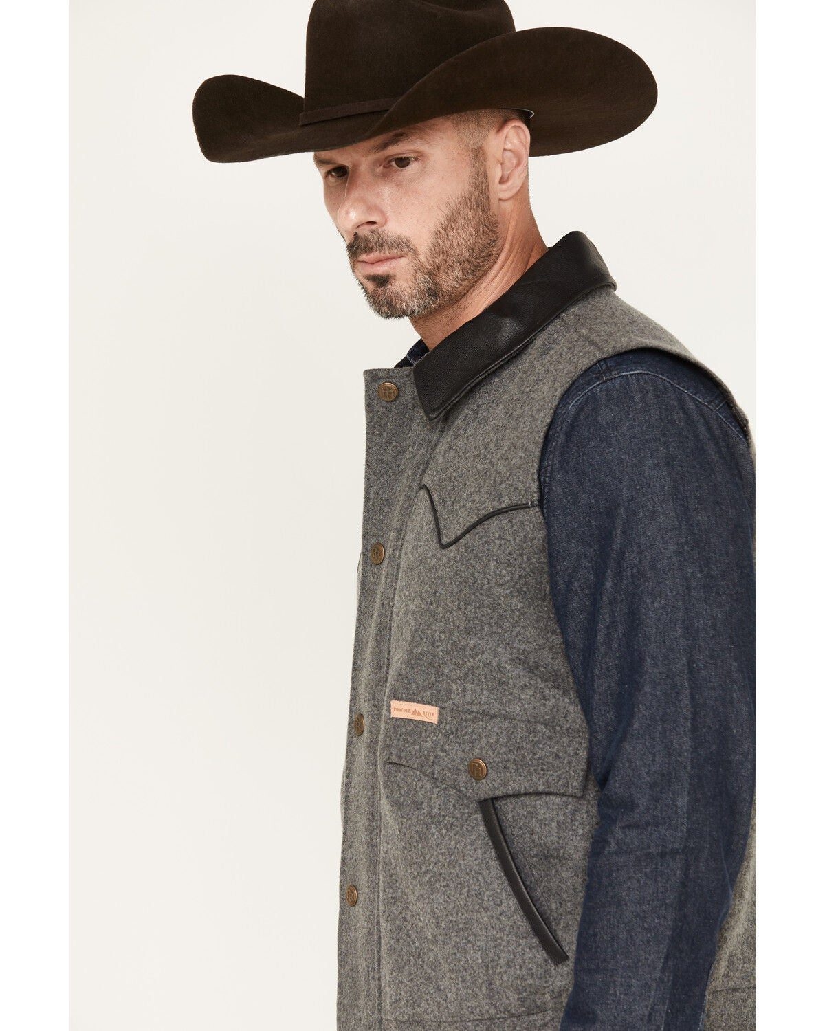 Powder River Outfitters Men's Heathered Wool Vest, Charcoal