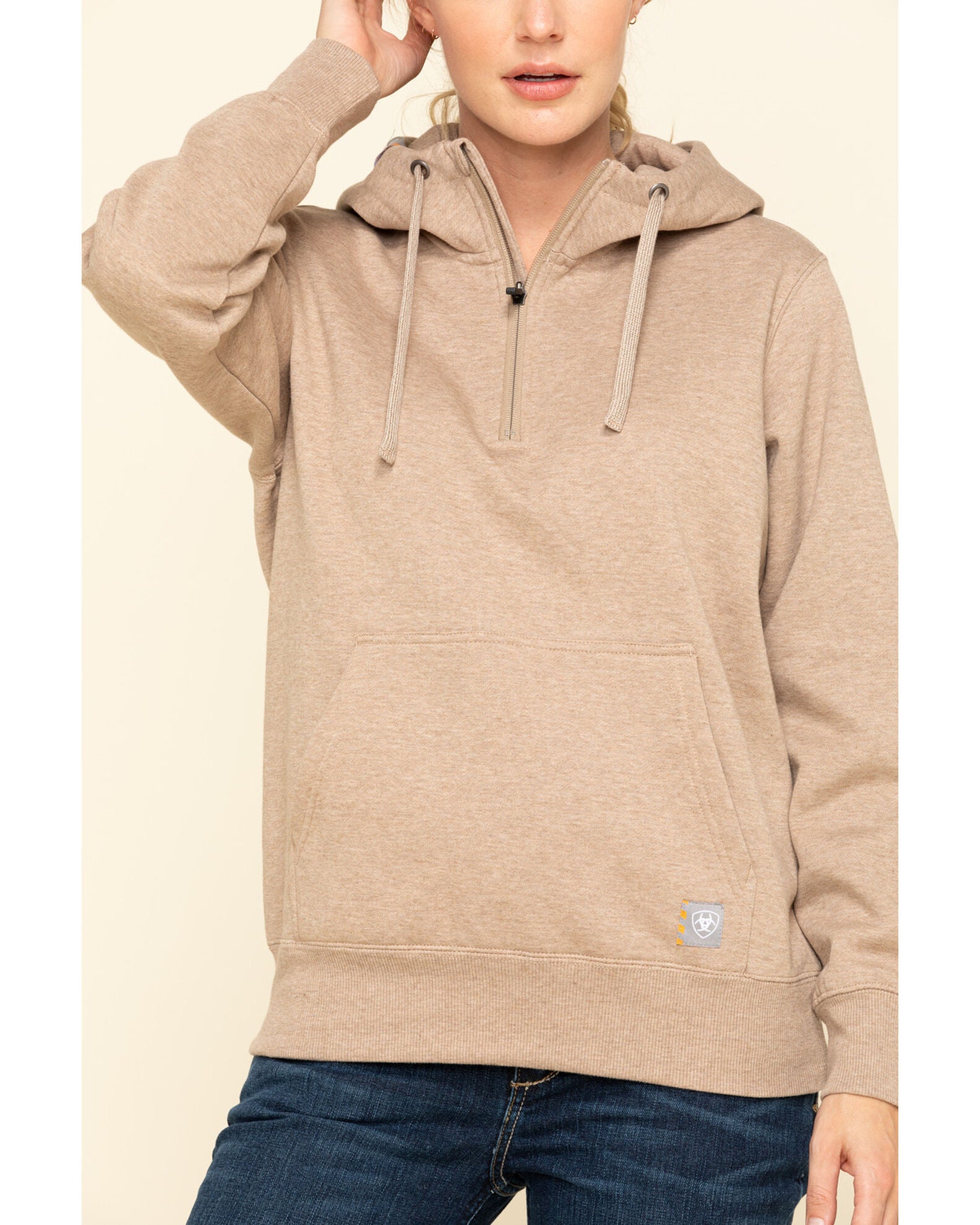 Ariat Women's Dark Oatmeal Heather Rebar Skill Set Zip Hooded Pullover ...