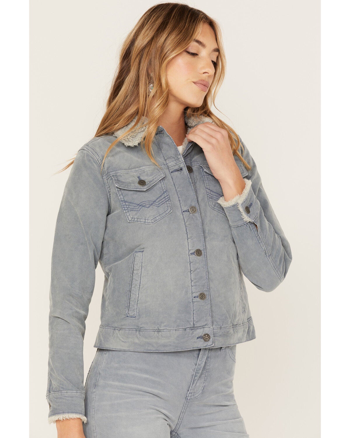 Idyllwind Women's Sherpa Lined Corduroy Jacket, Dark Blue