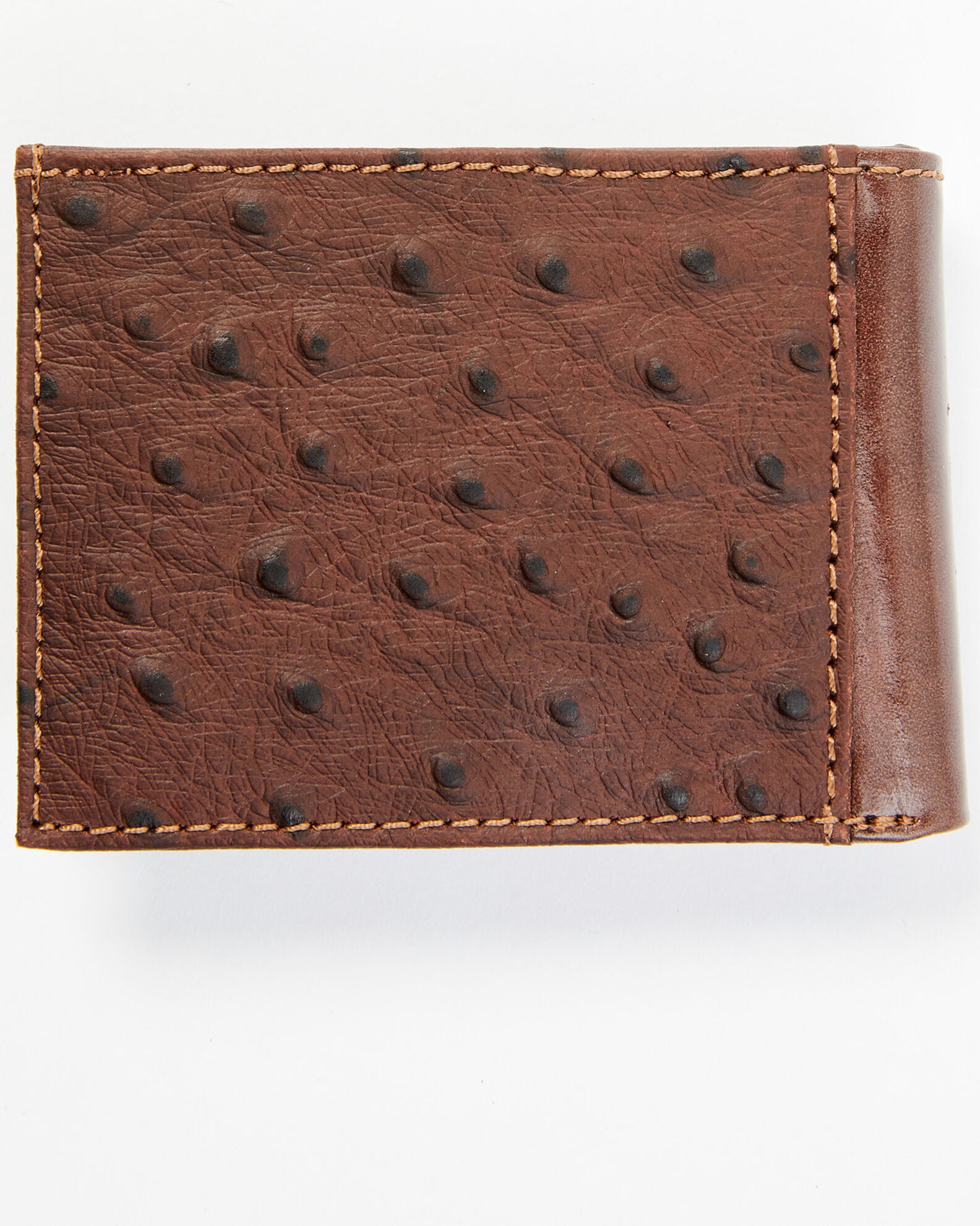 Cody James Men's Bifold Ostrich Print Embossed Bi-Fold Wallet, Brown