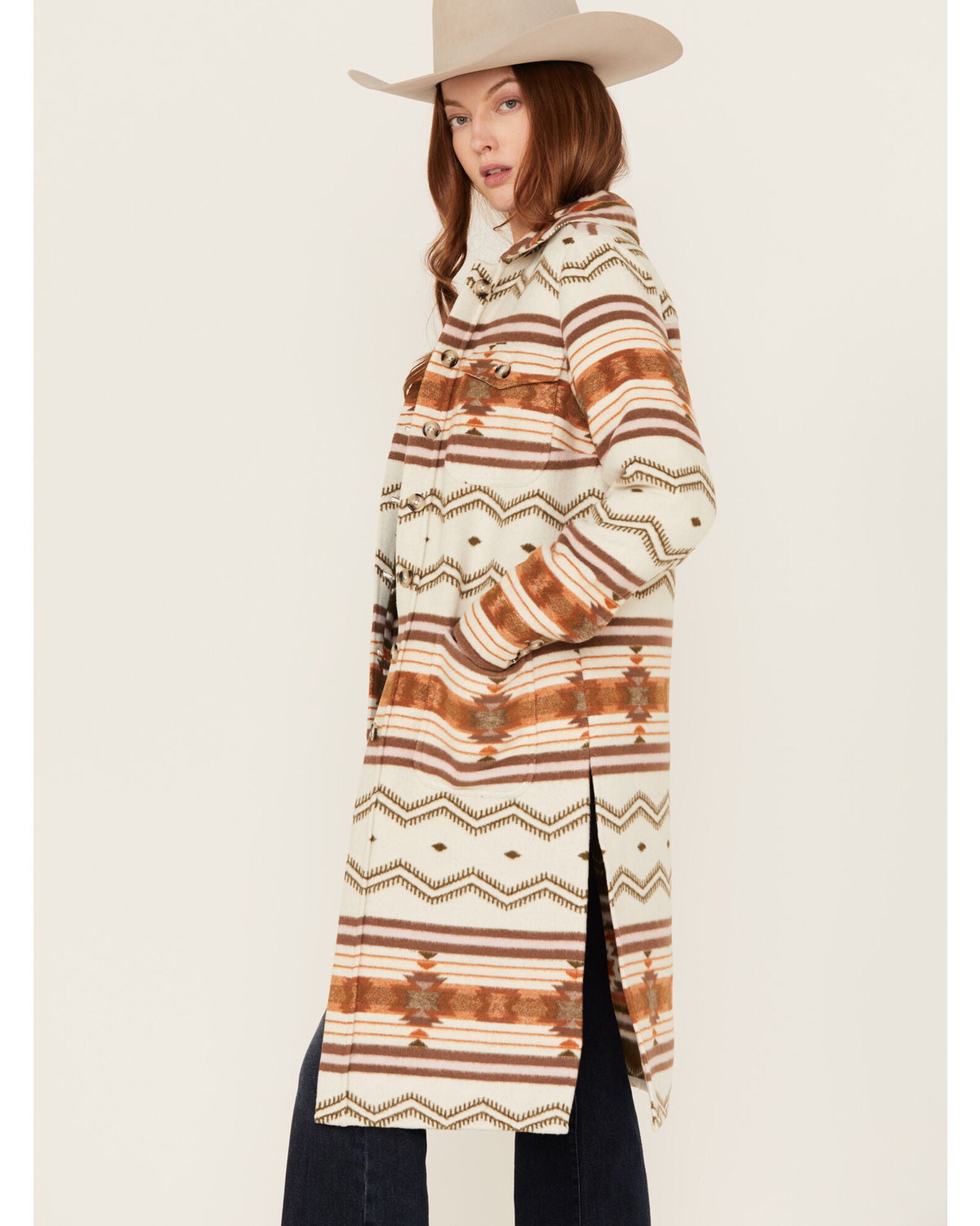 Shyanne Women's Long Southwestern Jacket, Cream