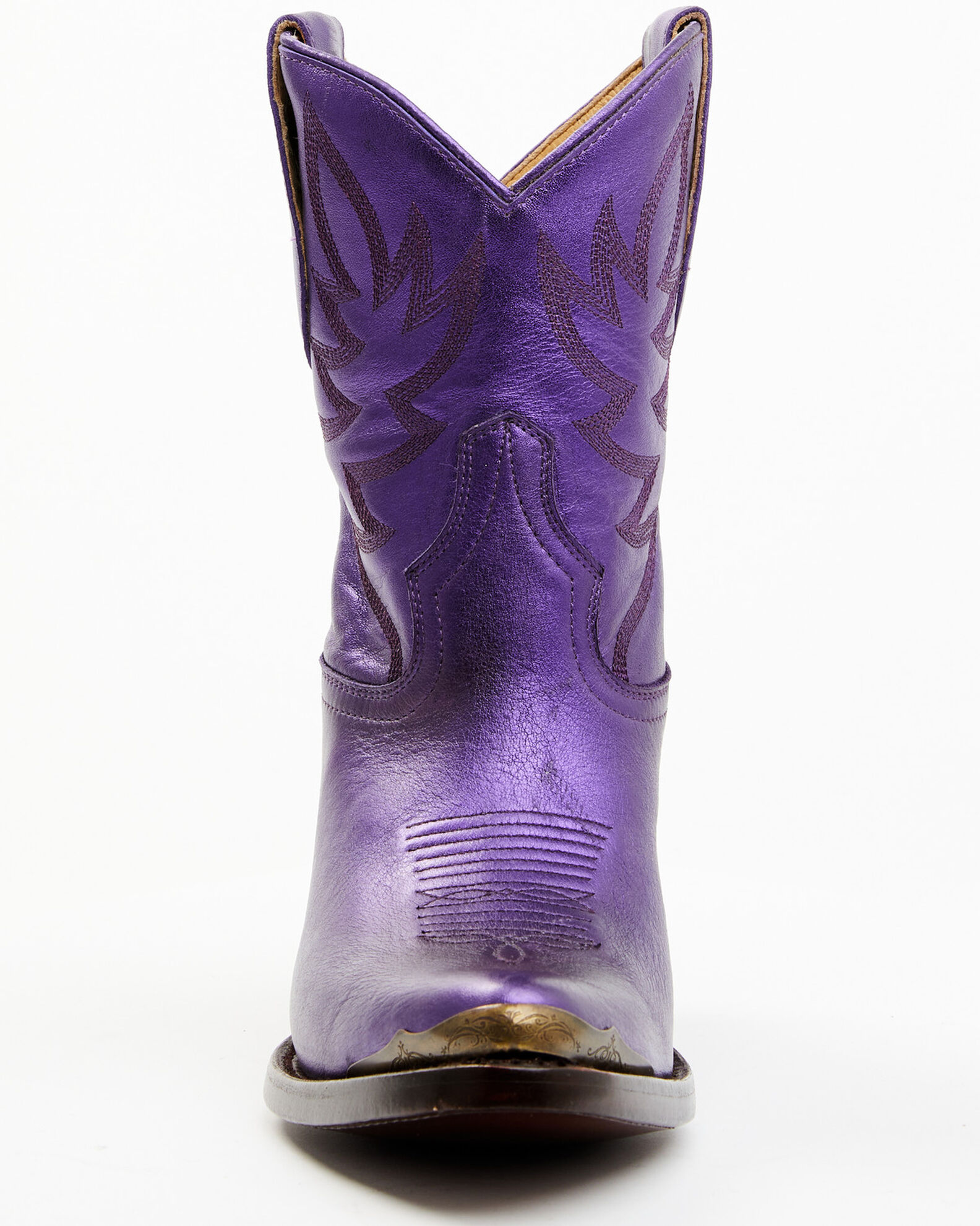Idyllwind Womens Wheels Metallic Leather Booties Round Toe Purple
