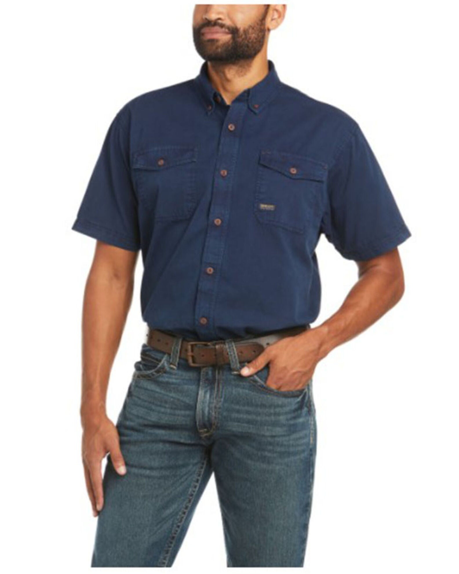 Product Name: Ariat Men's Rebar Washed Twill Short Sleeve Button Down ...