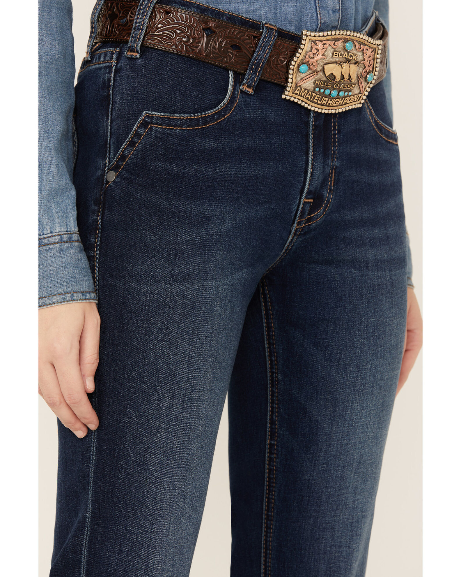 Product Name Rock And Roll Denim Womens Dark Wash Mid Rise Bootcut Jeans