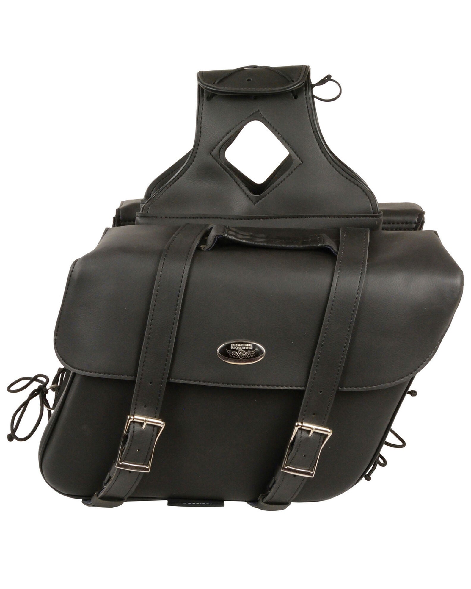 Milwaukee Leather Large Zip-Off Slanted Throw Over Saddle Bag, Black