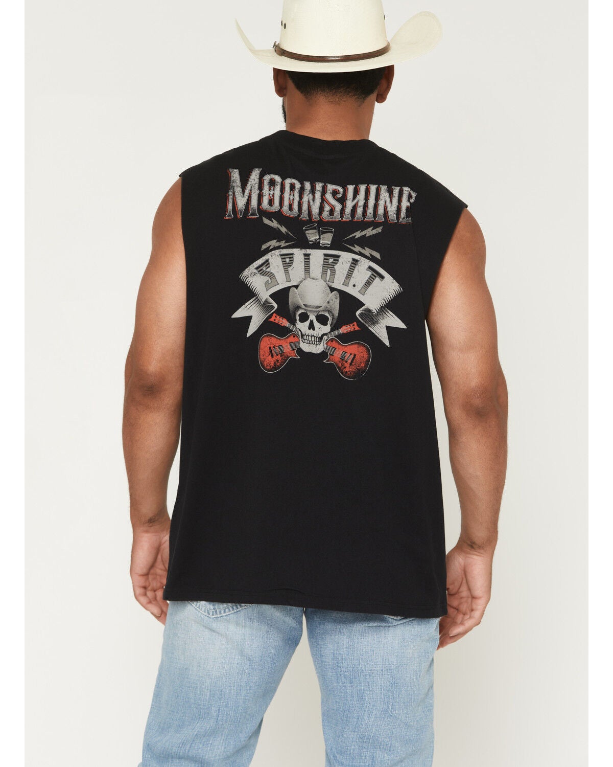 Moonshine Spirit Men's Guitar Skull Muscle Tank, Black