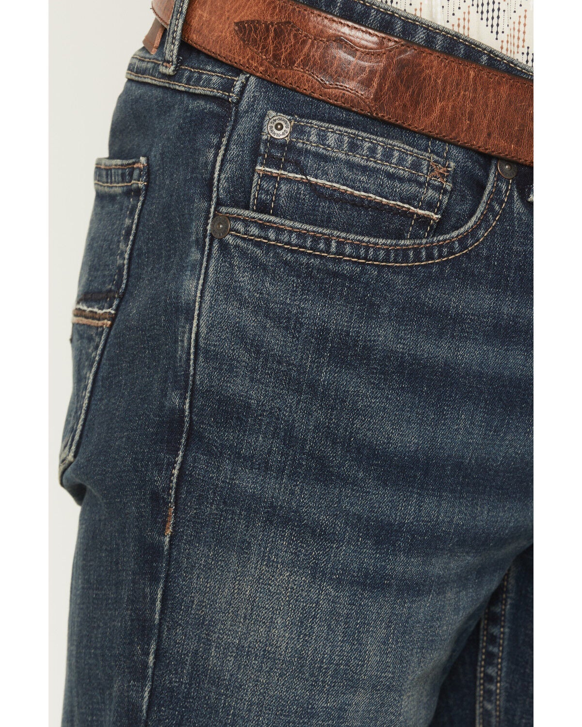 RANK 45® Men's Roughstock Thunder Wash Trigger Slim Bootcut Durable Stretch Denim Jeans, Dark Wash