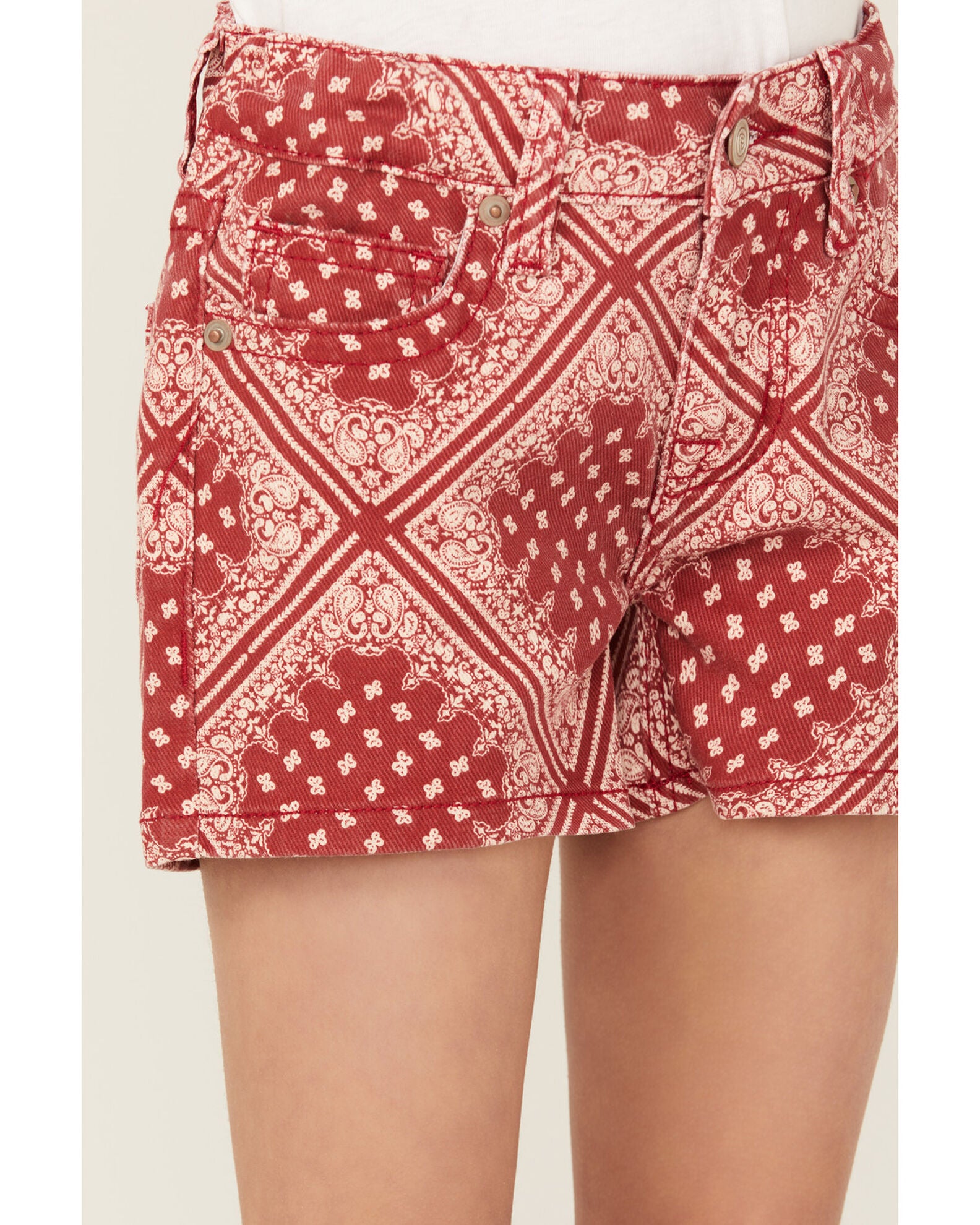 Product Name: Panhandle Girls' Bandana Print Stretch Denim Shorts