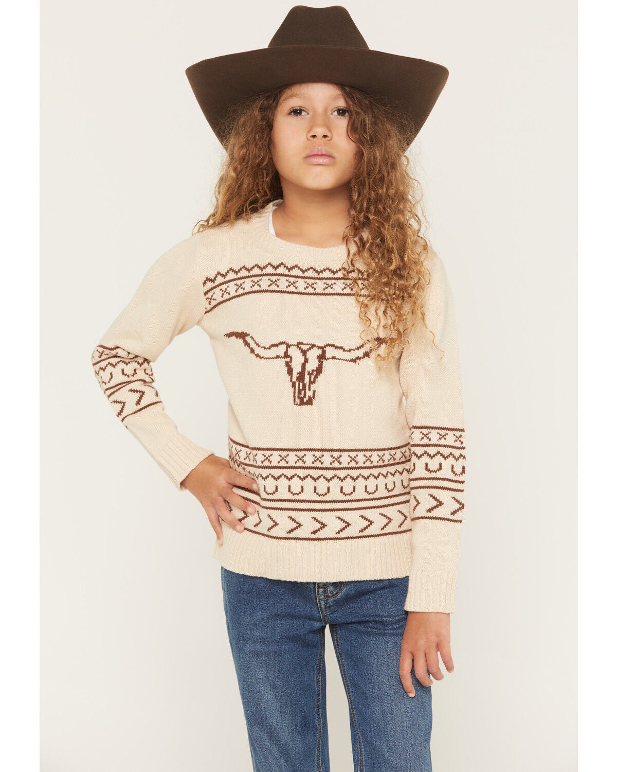 Cotton & Rye Girls' Longhorn Sweater, Cream