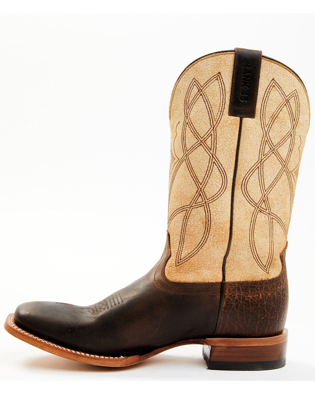 RANK 45® Men's Deuce Western Boots - Broad Square Toe, Cream/brown