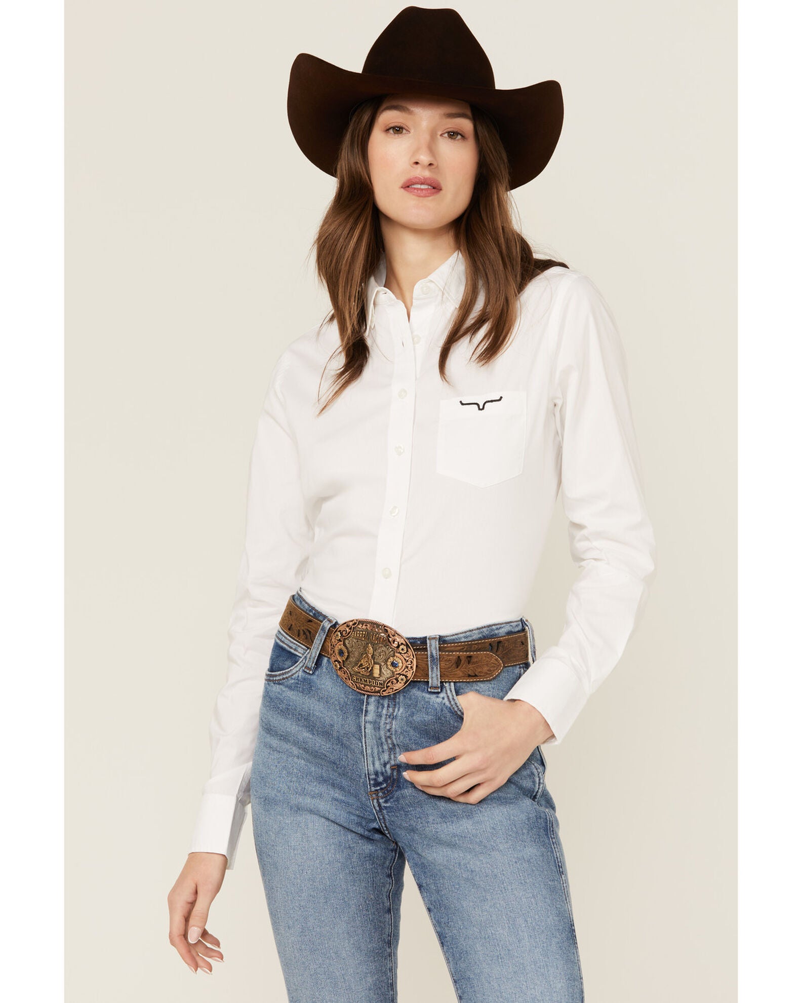 Product Name: Kimes Ranch Women's Logo Long Sleeve Button-Down Western ...