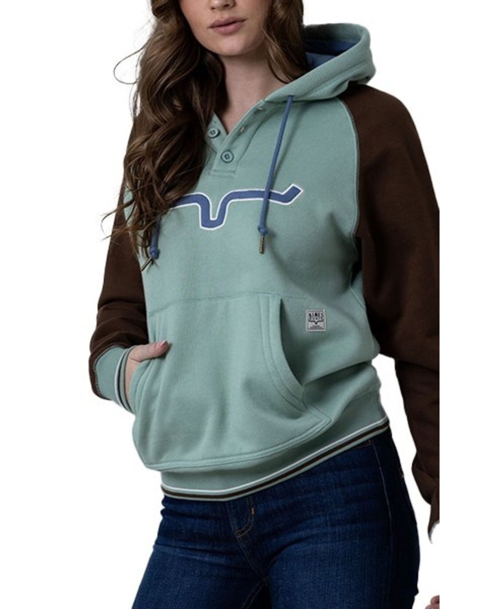 Kimes Ranch Women's Amigo Logo Hooded Pullover, Teal