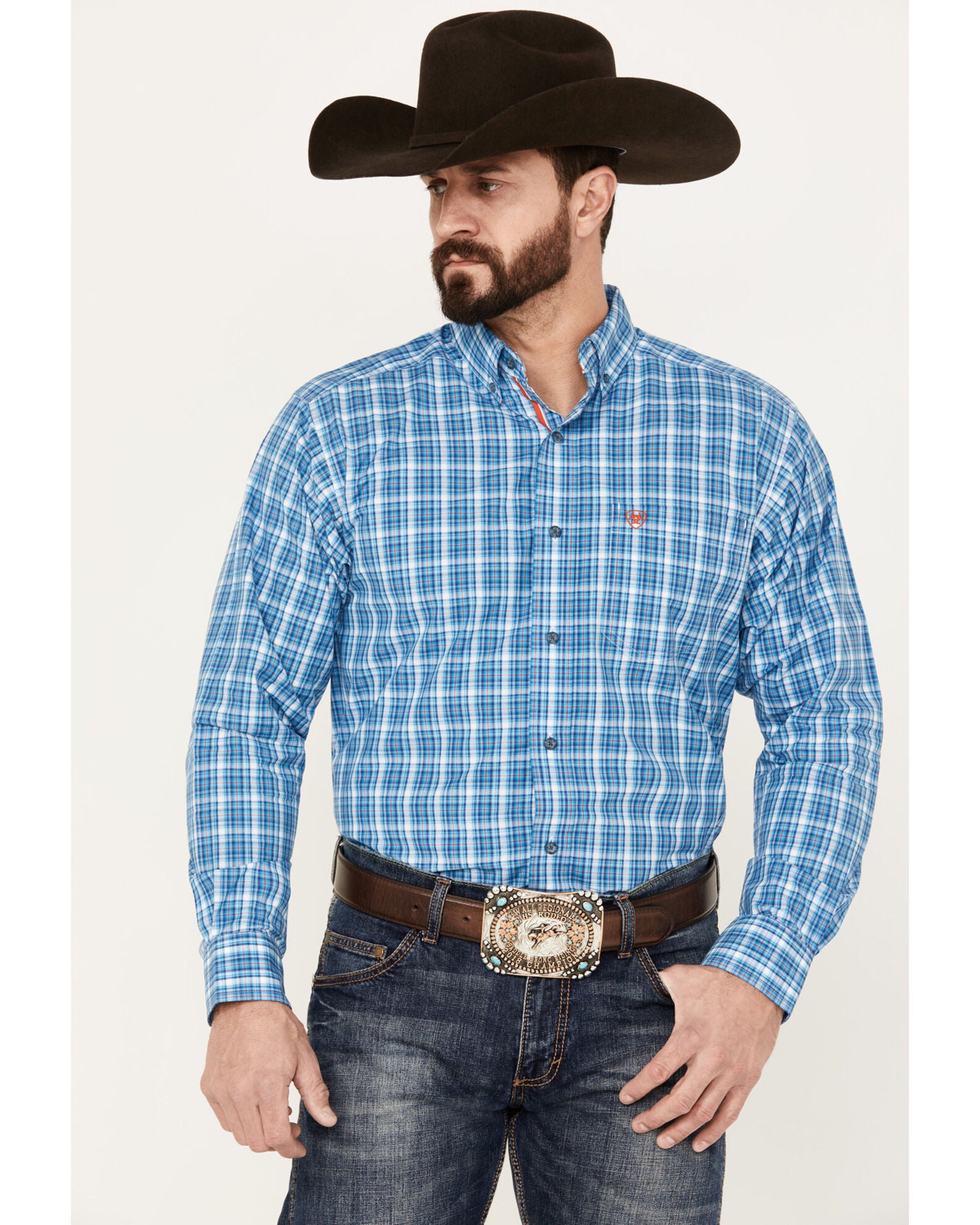 Ariat Men's Pro Series Leyton Plaid Print Classic Fit Button Down Long ...