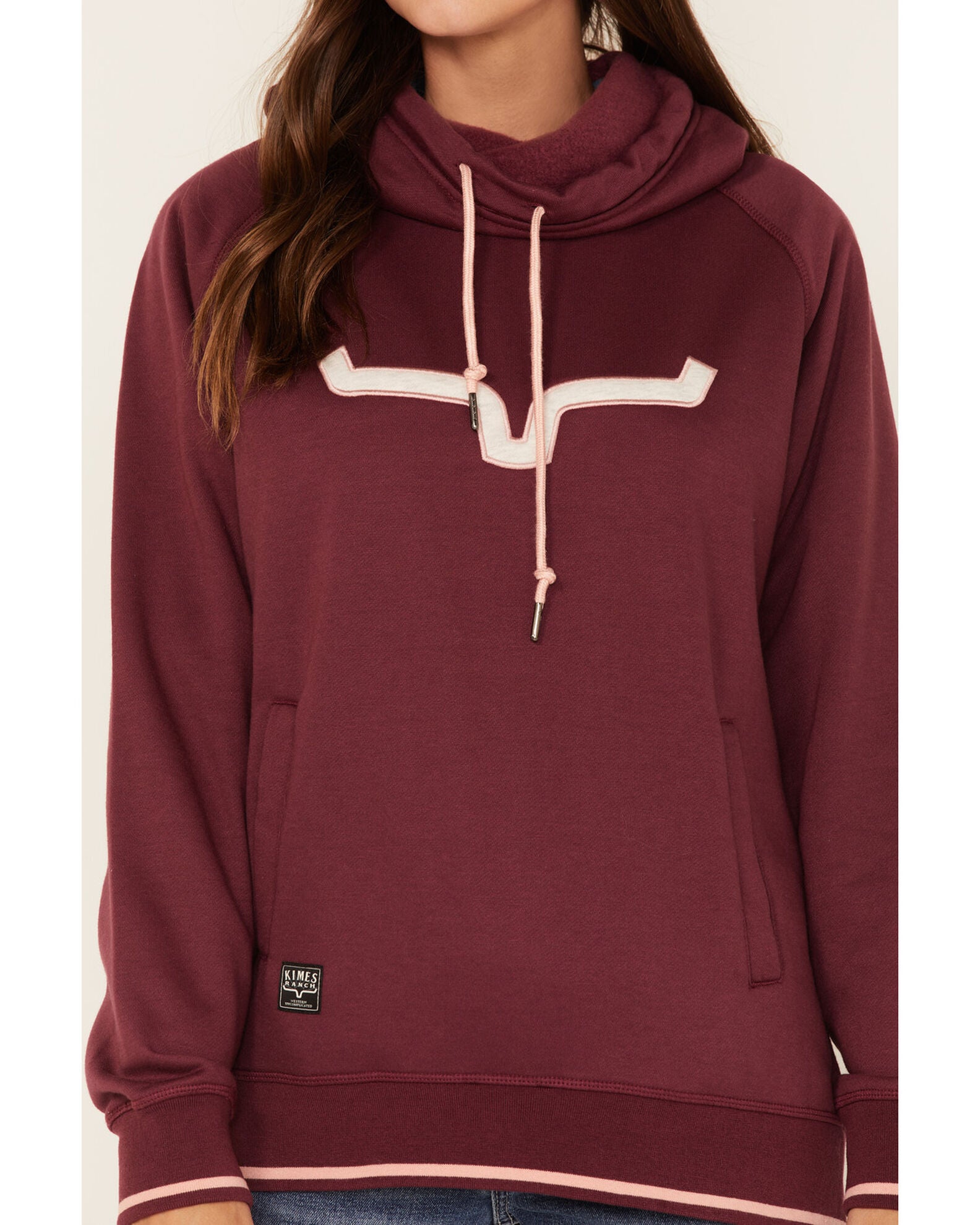 Kimes Ranch Women's Boot Barn Exclusive Logo Embroidered Hoodie, Burgundy