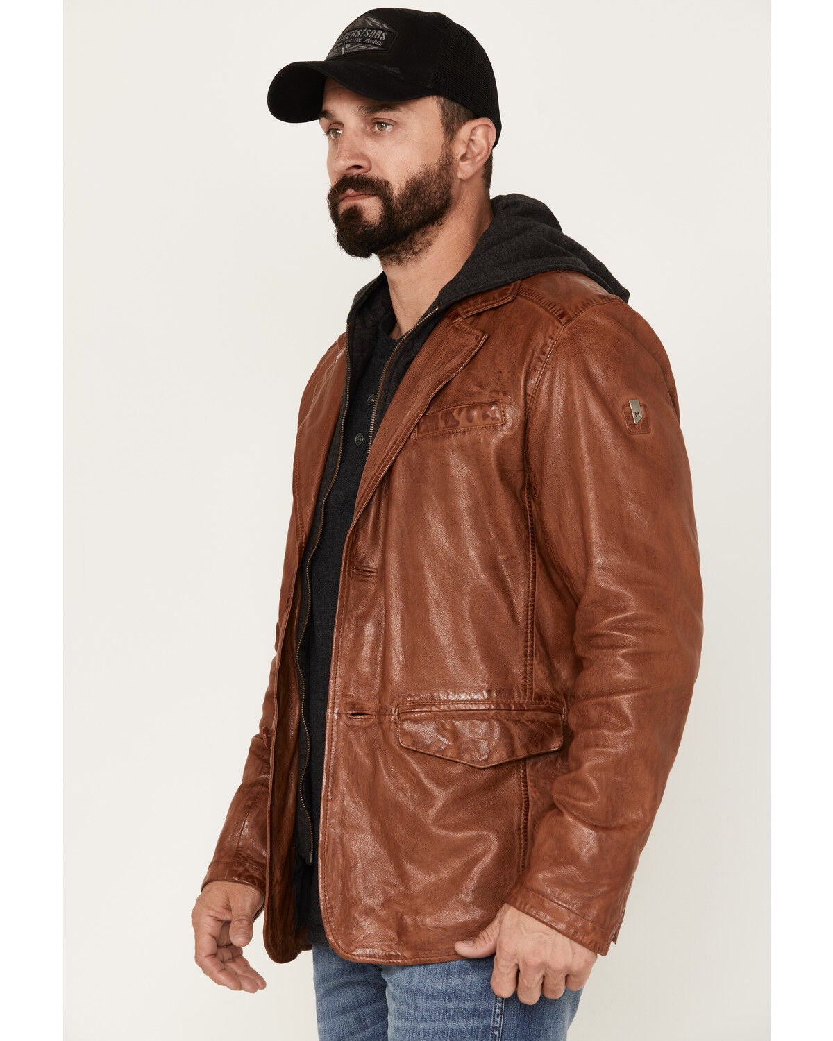 Mauritius Men's Leather Blazer, Cognac