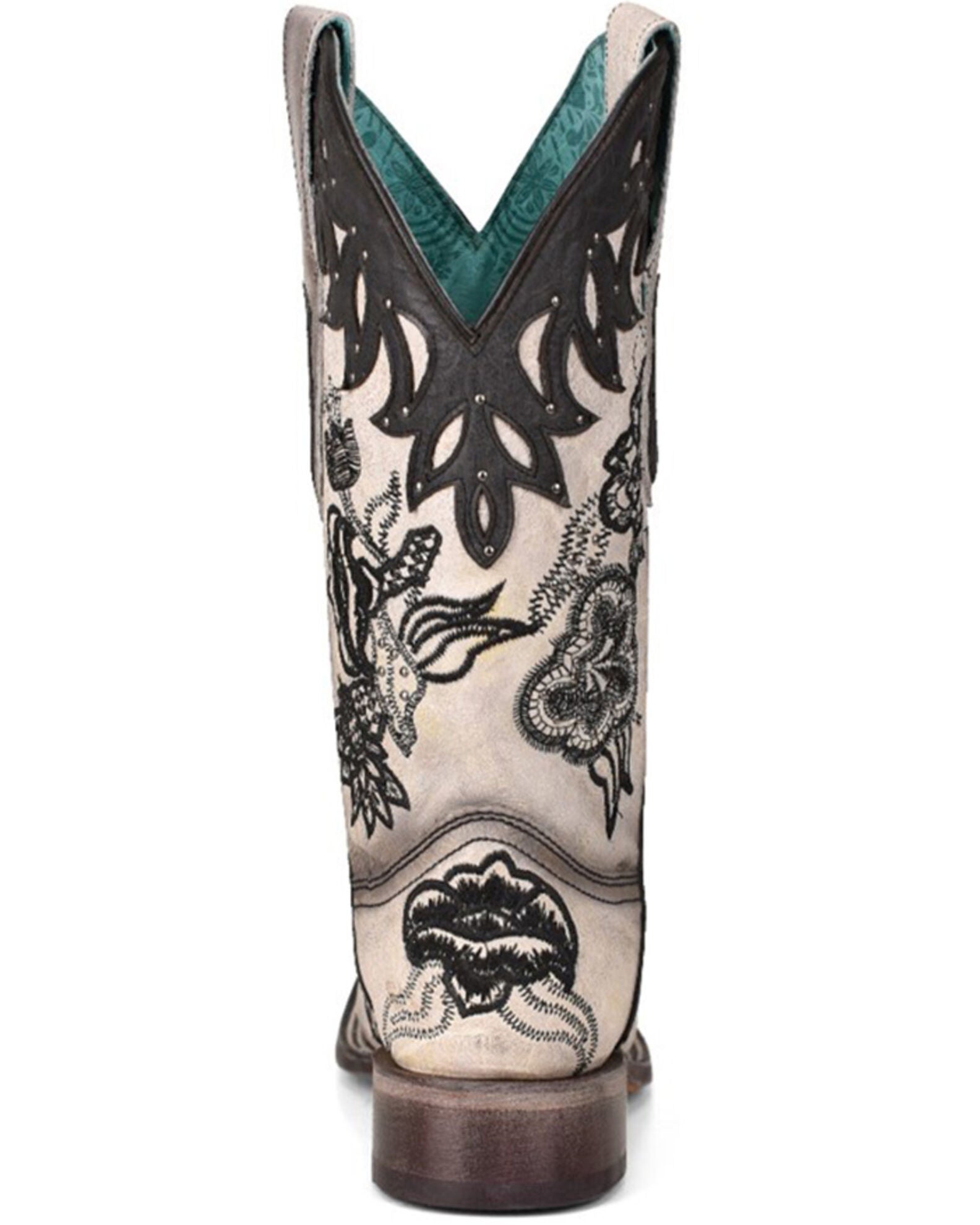 Corral Women's White Overlay Western Boots - Square Toe, Cream/black