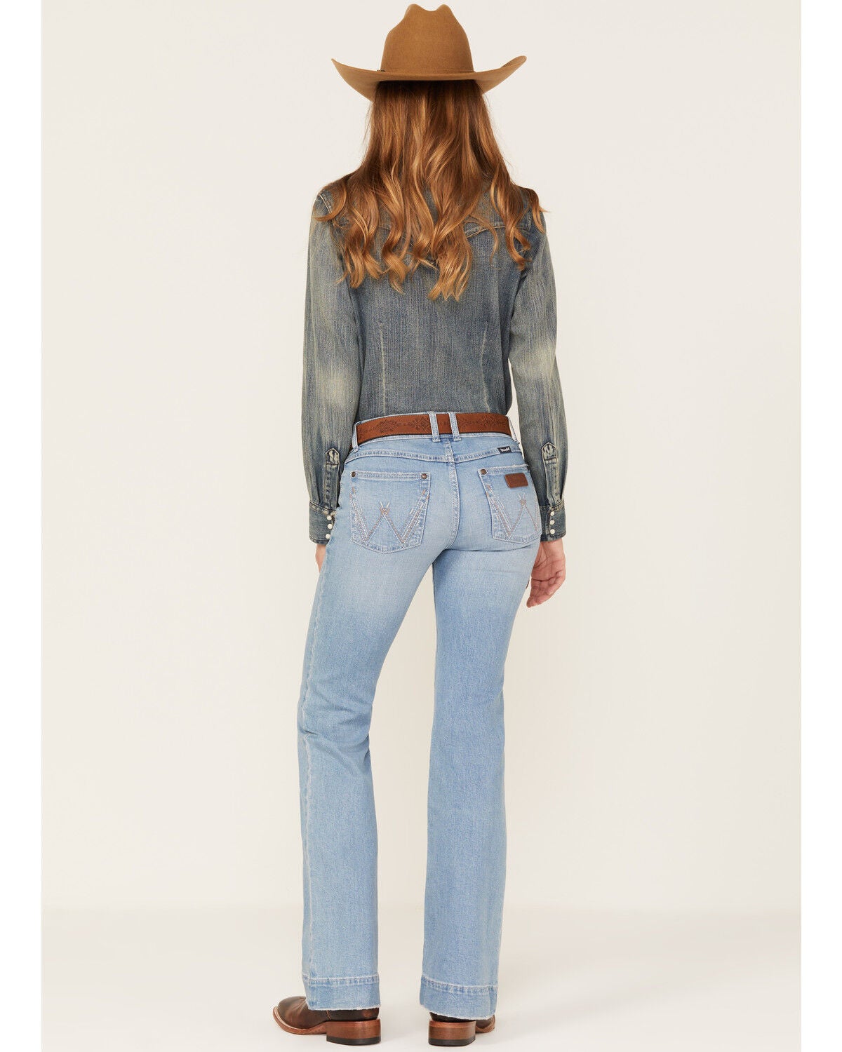 Wrangler Retro Women's Light Wash Mid Rise Hallie Trouser Jeans, Blue