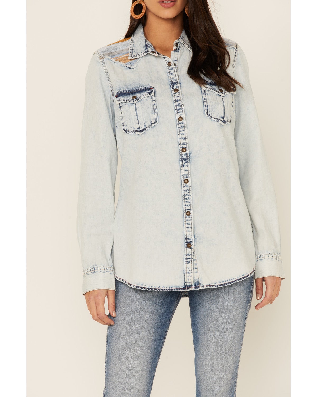 RRR Women's Southwestern Yokes Denim Shirt | Sheplers
