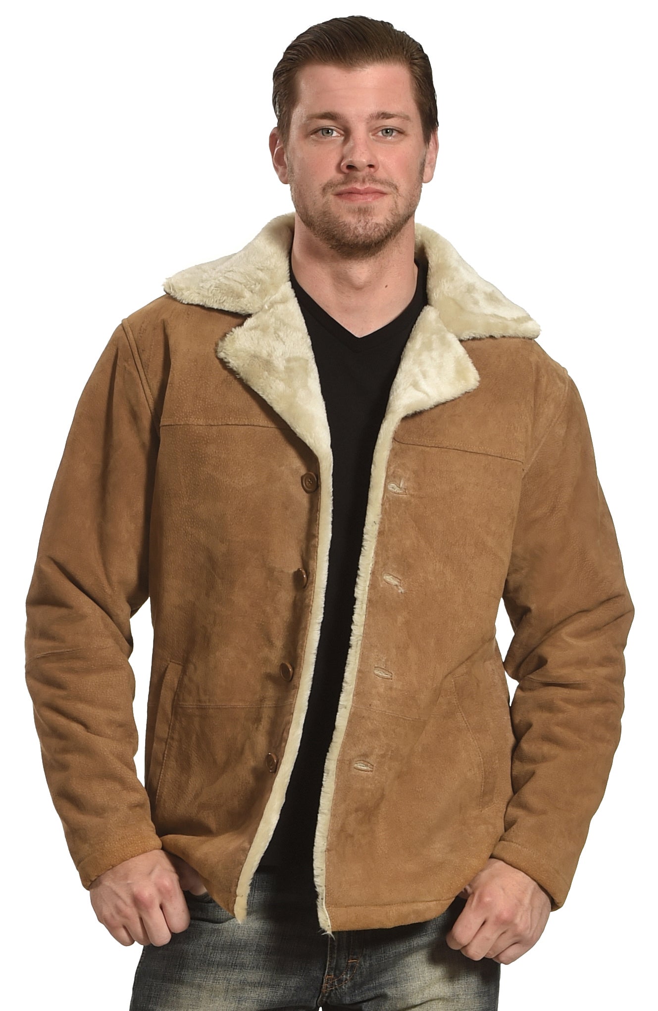 China Leather Men's Sherpa-Lined Suede Coat | Sheplers